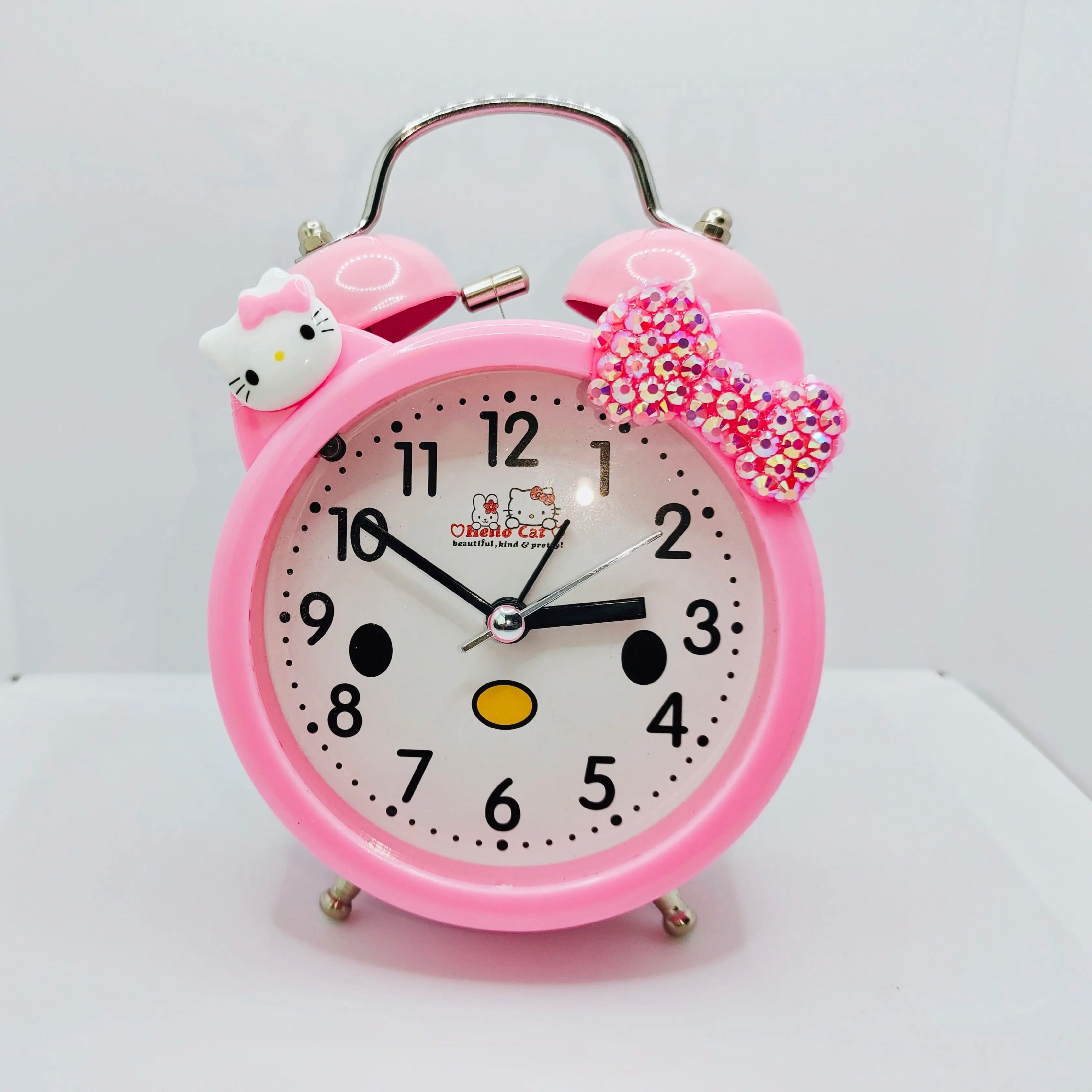 Hello Kitty cartoon alarm clock Kawaii creative mute bedside alarm ...