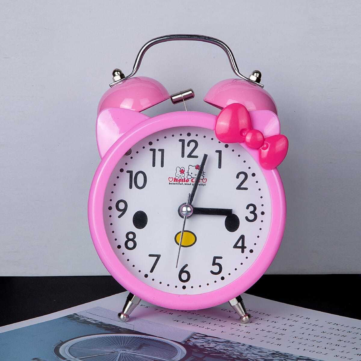 Hello Kitty cartoon alarm clock Kawaii creative mute bedside alarm ...