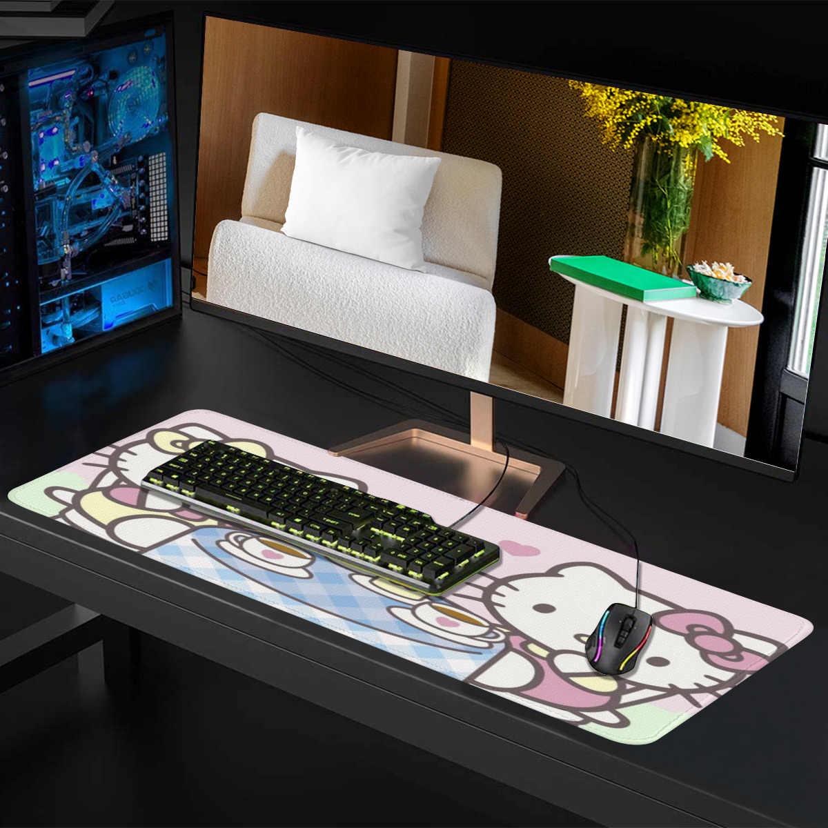 Hello Kitty cute24*14in Genshin Impact Comfortable Mouse Pad Gaming ...