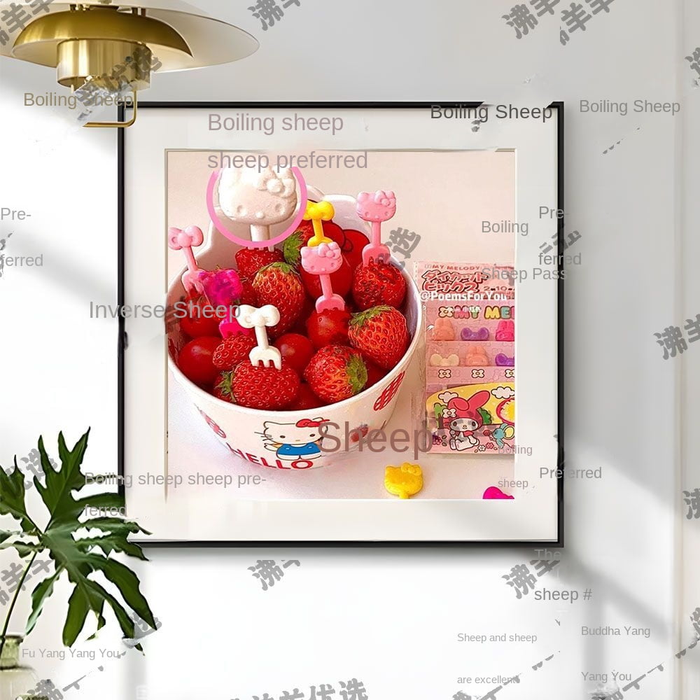 Hello Kitty fruit fork cartoon girl heart Kitty cat bow can be reused ...