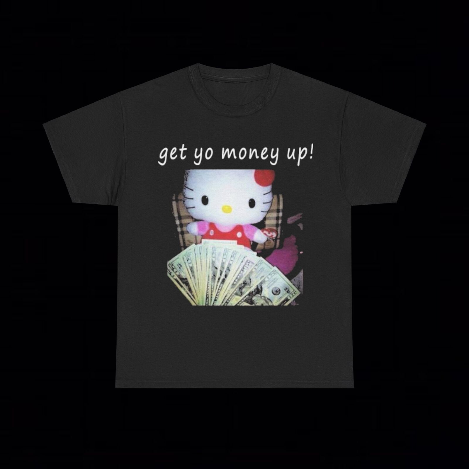 Hello Kitty get yo money up!" T Shirt grunge y2k emo scene goth kawaii ...