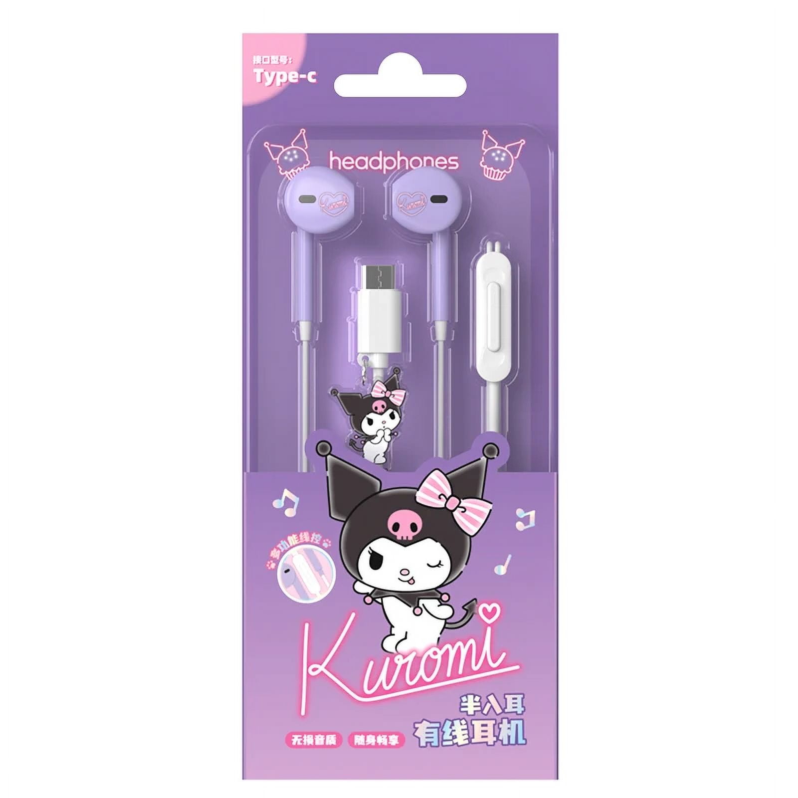 Hello Kitty in-ear Wired Earphones Sanrio Kuromi Pendant Series Earbuds ...
