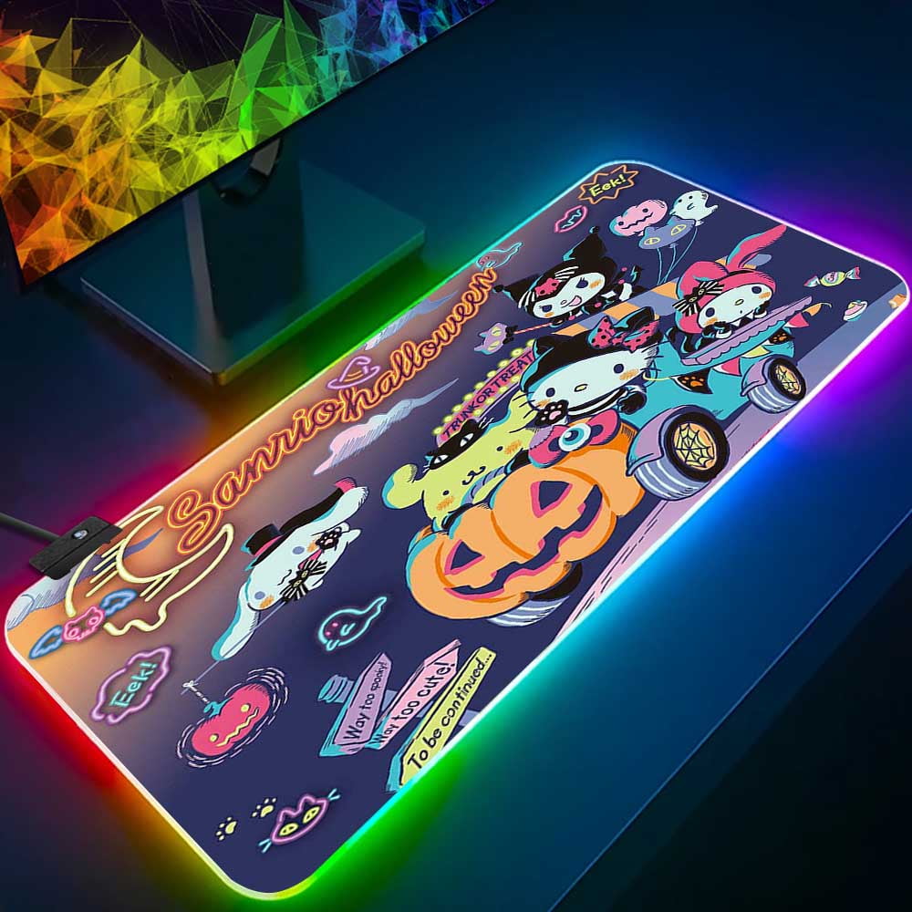 Hello Kitty kuromi my melody RGB Pc Gamer Keyboard Mouse Pad Mousepad LED Glowing Mouse Mats ...