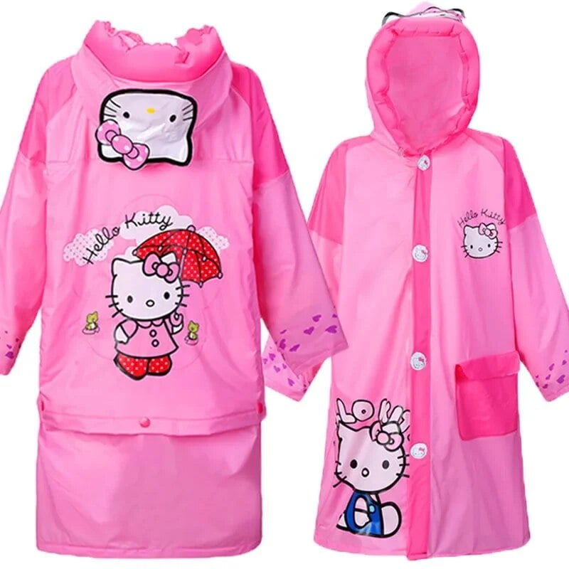 Hello Kitty new kawaii raincoat with school bag poncho student creative ...