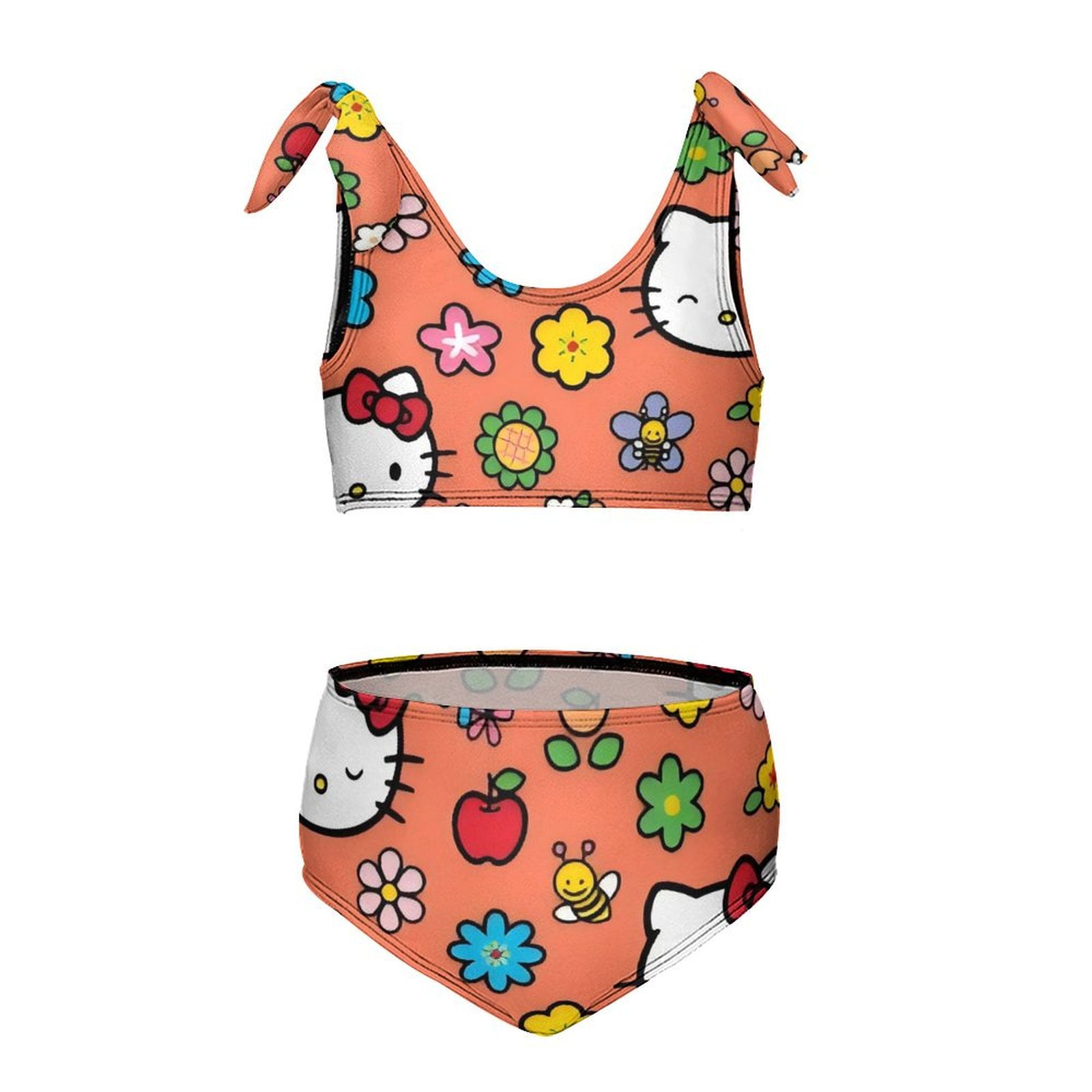 Hello Kitty swimsuit for Girl Cute Teen Girls 2 Piece High Waisted ...