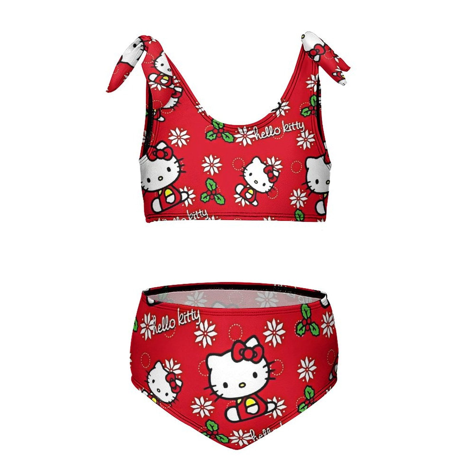 Hello Kitty swimsuit for Girl Cute Teen Girls 2 Piece High Waisted ...