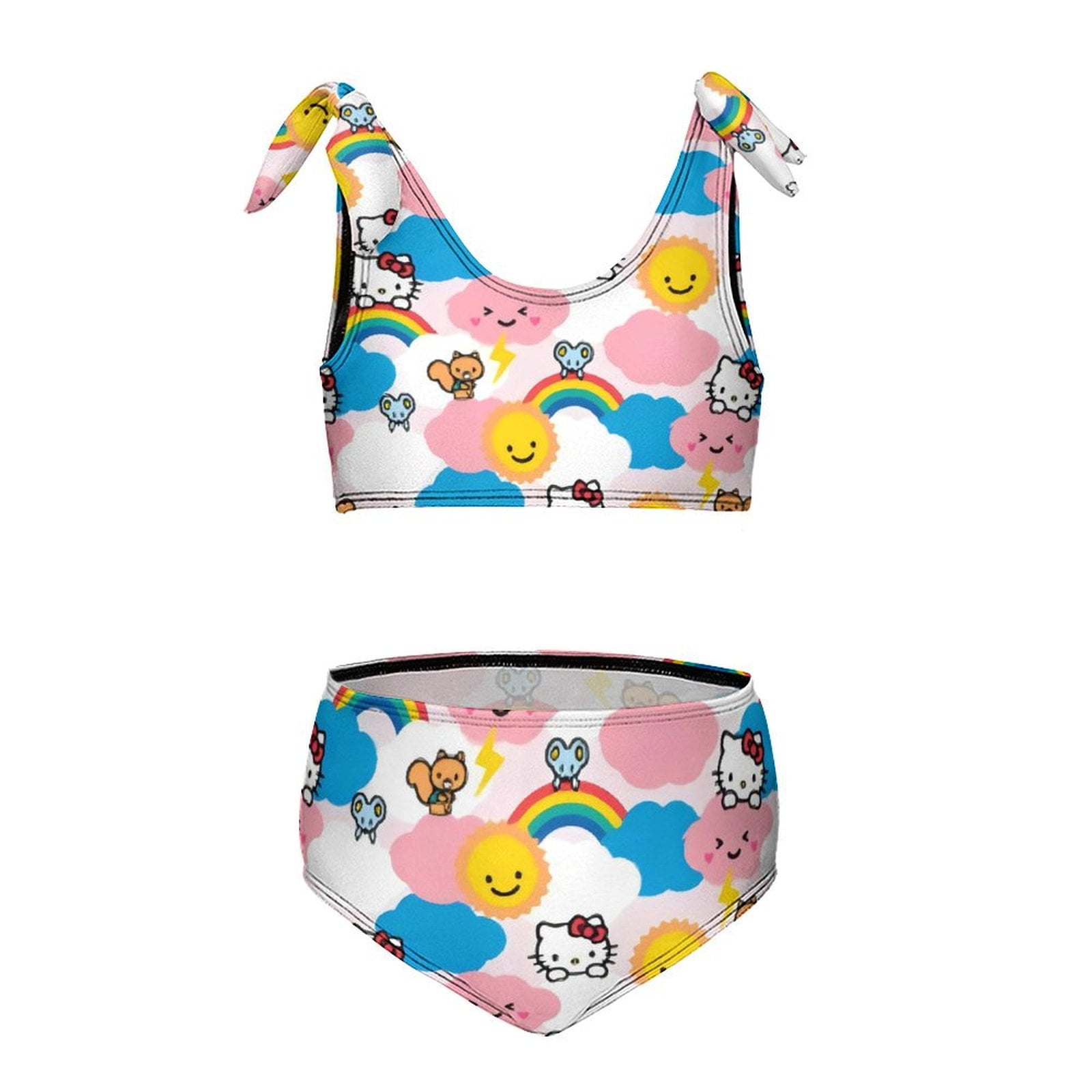 Hello Kitty swimsuit for Girl Cute Teen Girls 2 Piece High Waisted ...