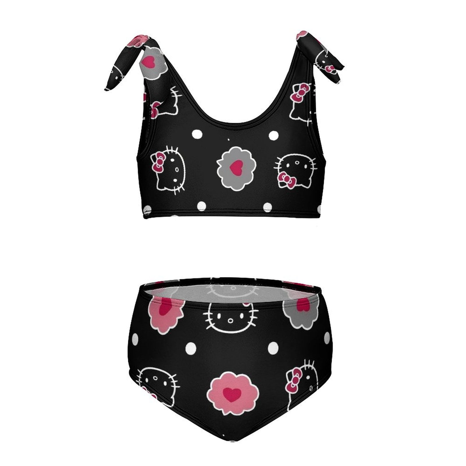 Hello Kitty swimsuit for Girl Cute Teen Girls 2 Piece High Waisted ...