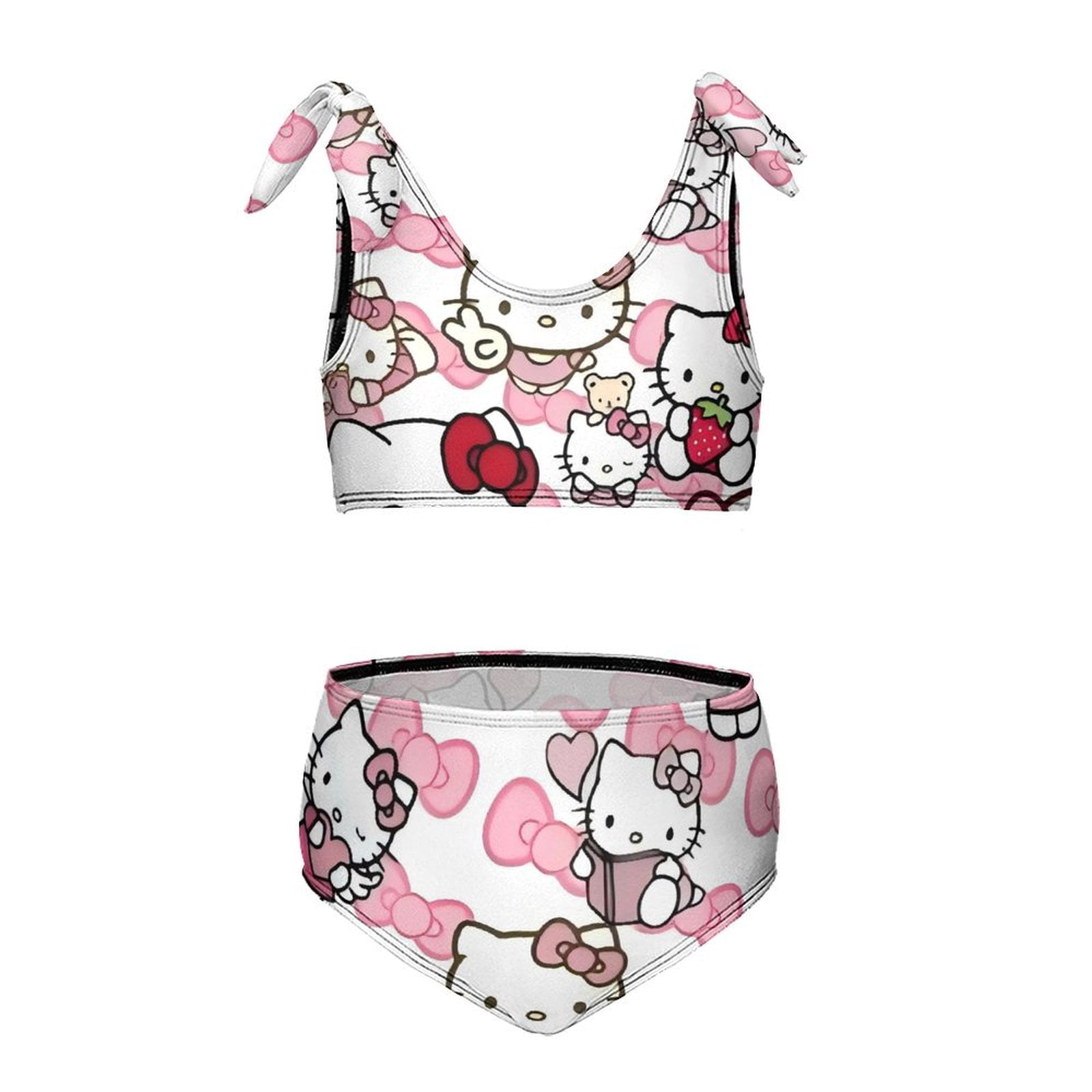 Hello Kitty swimsuit for Girl Cute Teen Girls 2 Piece High Waisted ...