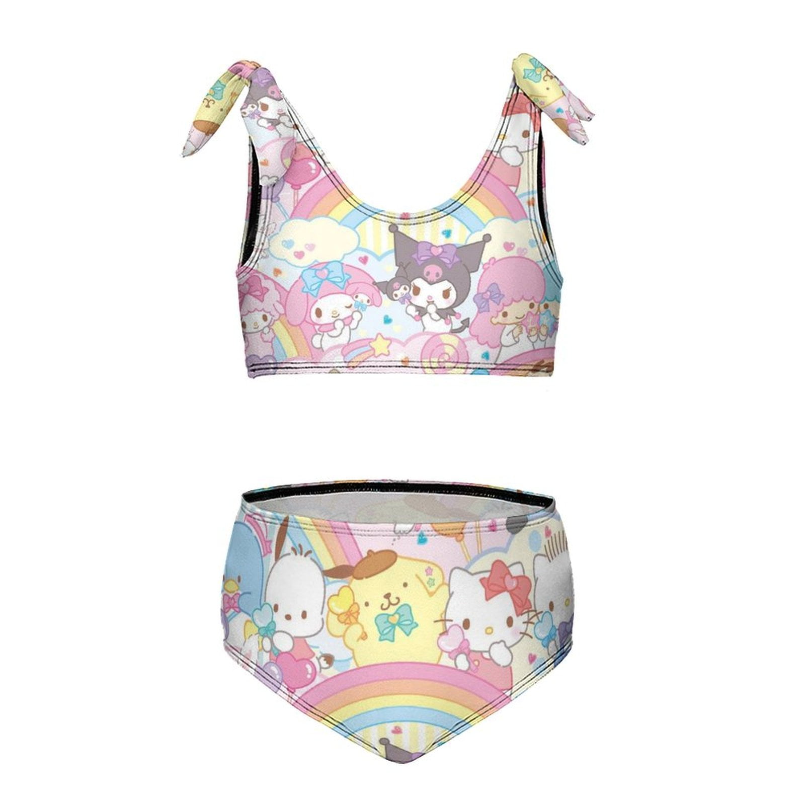 Hello Kitty swimsuit for Girl Cute Teen Girls 2 Piece High Waisted ...