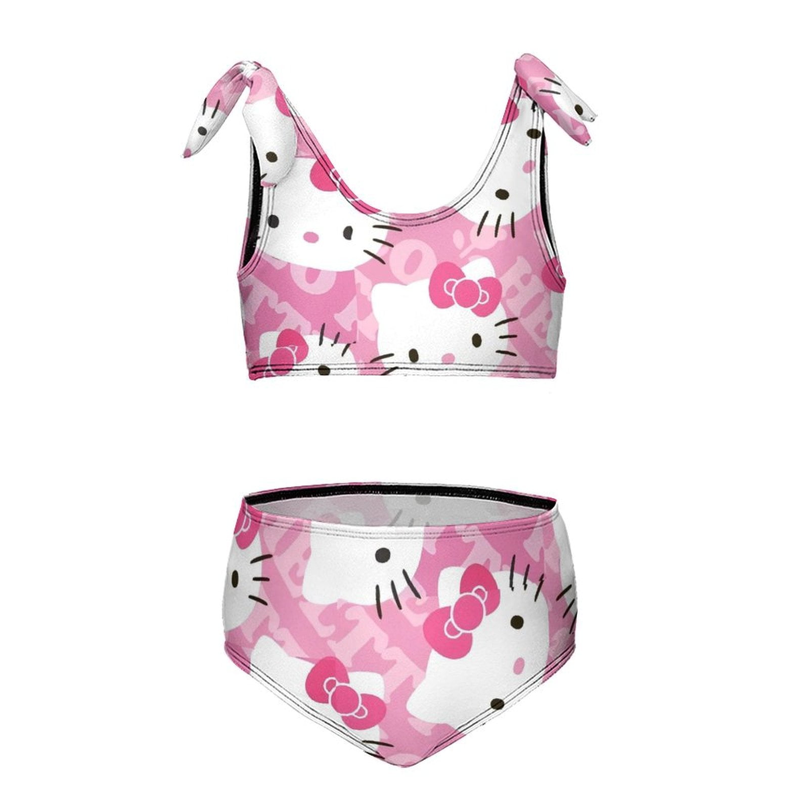 Hello Kitty swimsuit for Girl Cute Teen Girls 2 Piece High Waisted ...