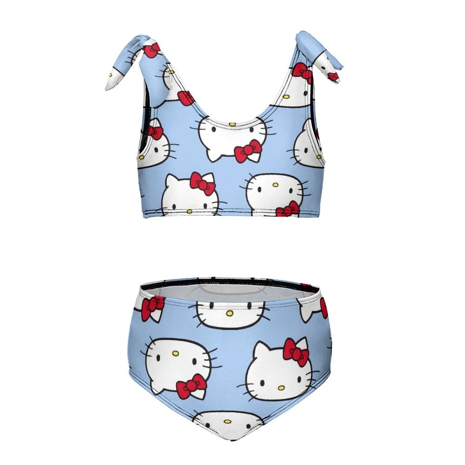 Hello Kitty swimsuit for Girl Cute Teen Girls 2 Piece High Waisted ...