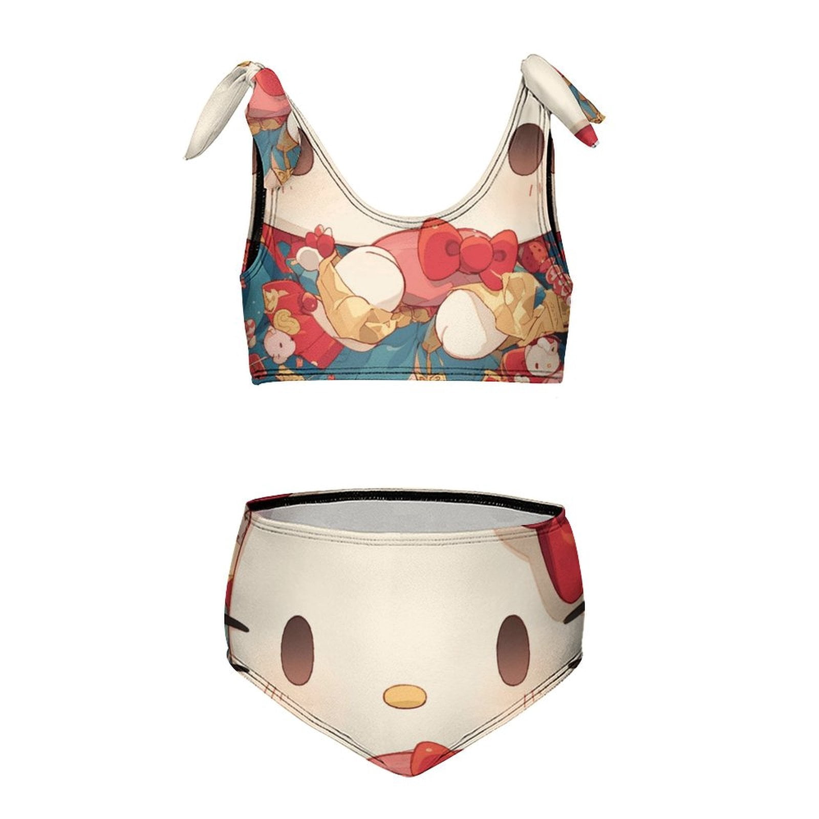 Hello Kitty swimsuit for Girl Cute Teen Girls 2 Piece High Waisted ...