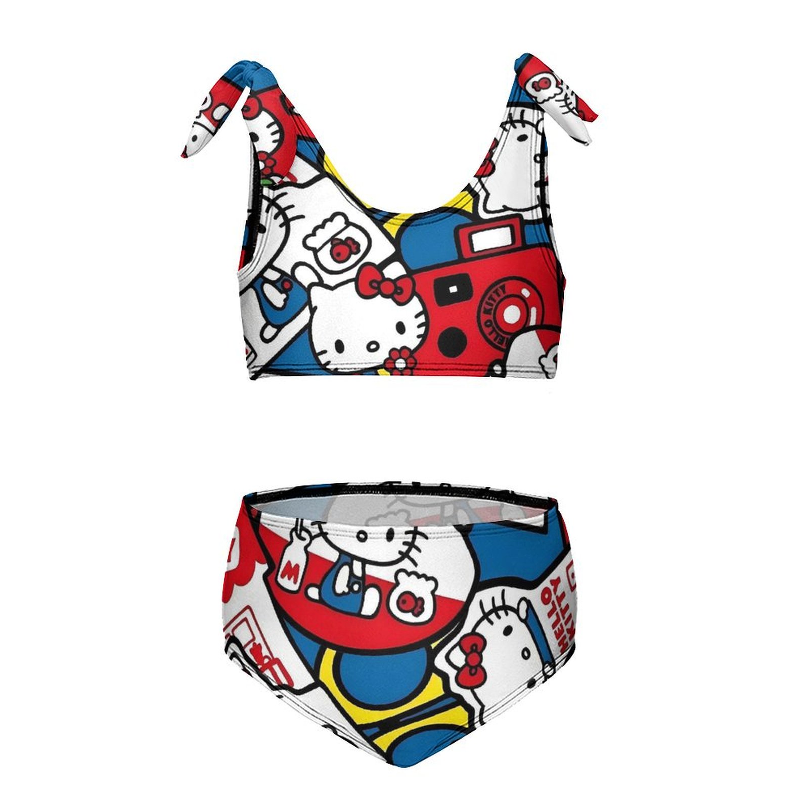Hello Kitty swimsuit for Girl Cute Teen Girls 2 Piece High Waisted ...