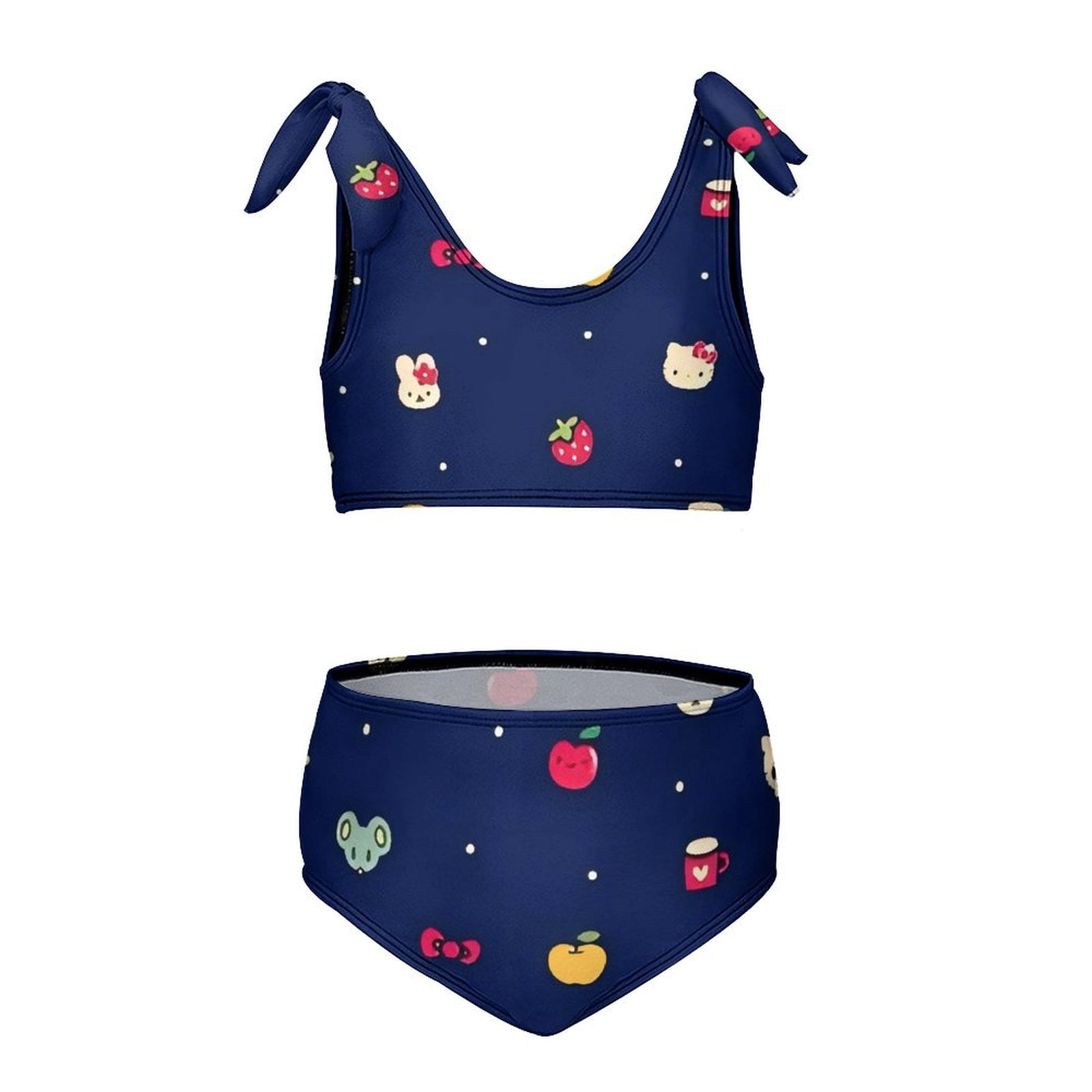 Hello Kitty swimsuit for Girl Cute Teen Girls 2 Piece High Waisted ...