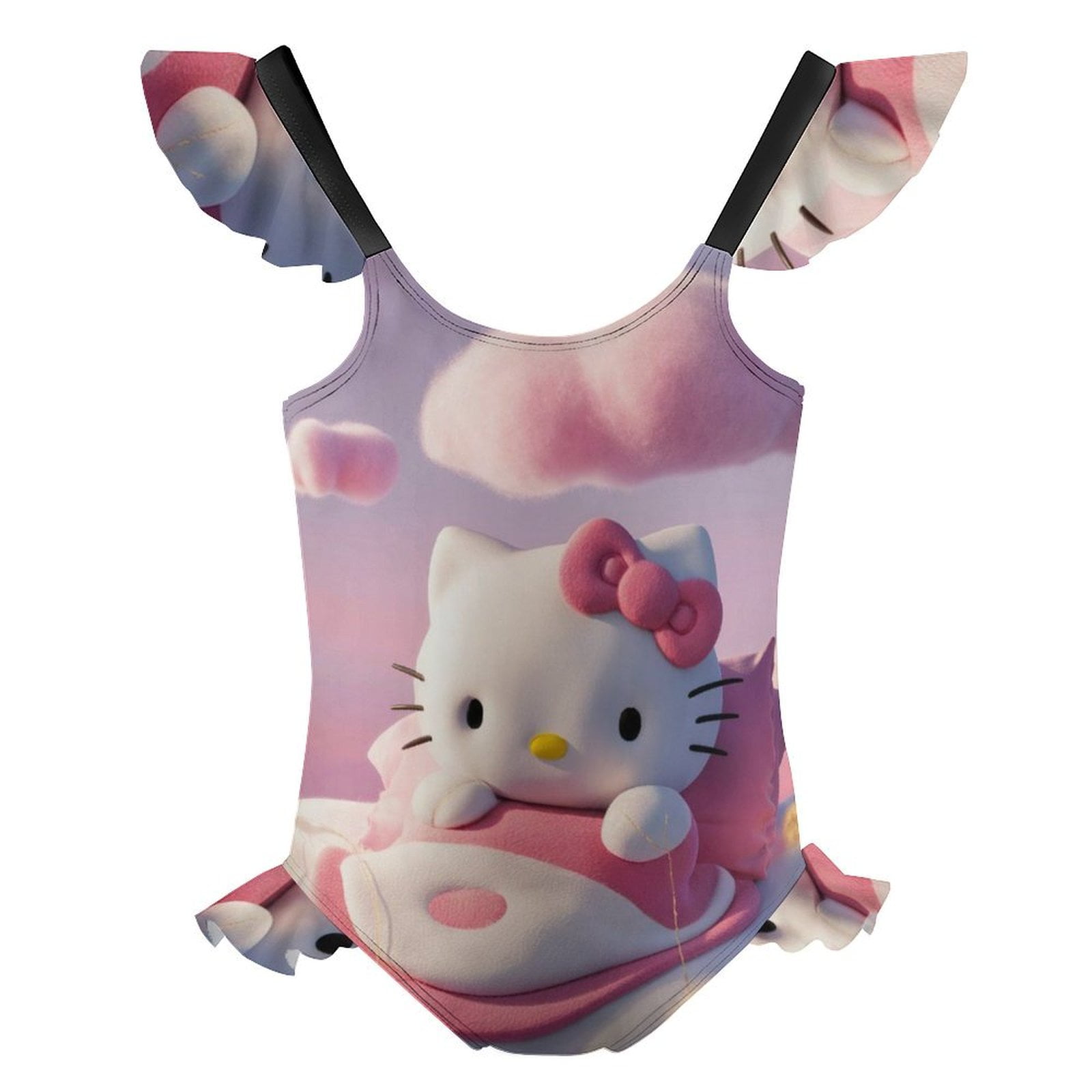 Hello Kitty swimsuit for Girl Cute Teen Girls One Piece Ruffle Trim ...