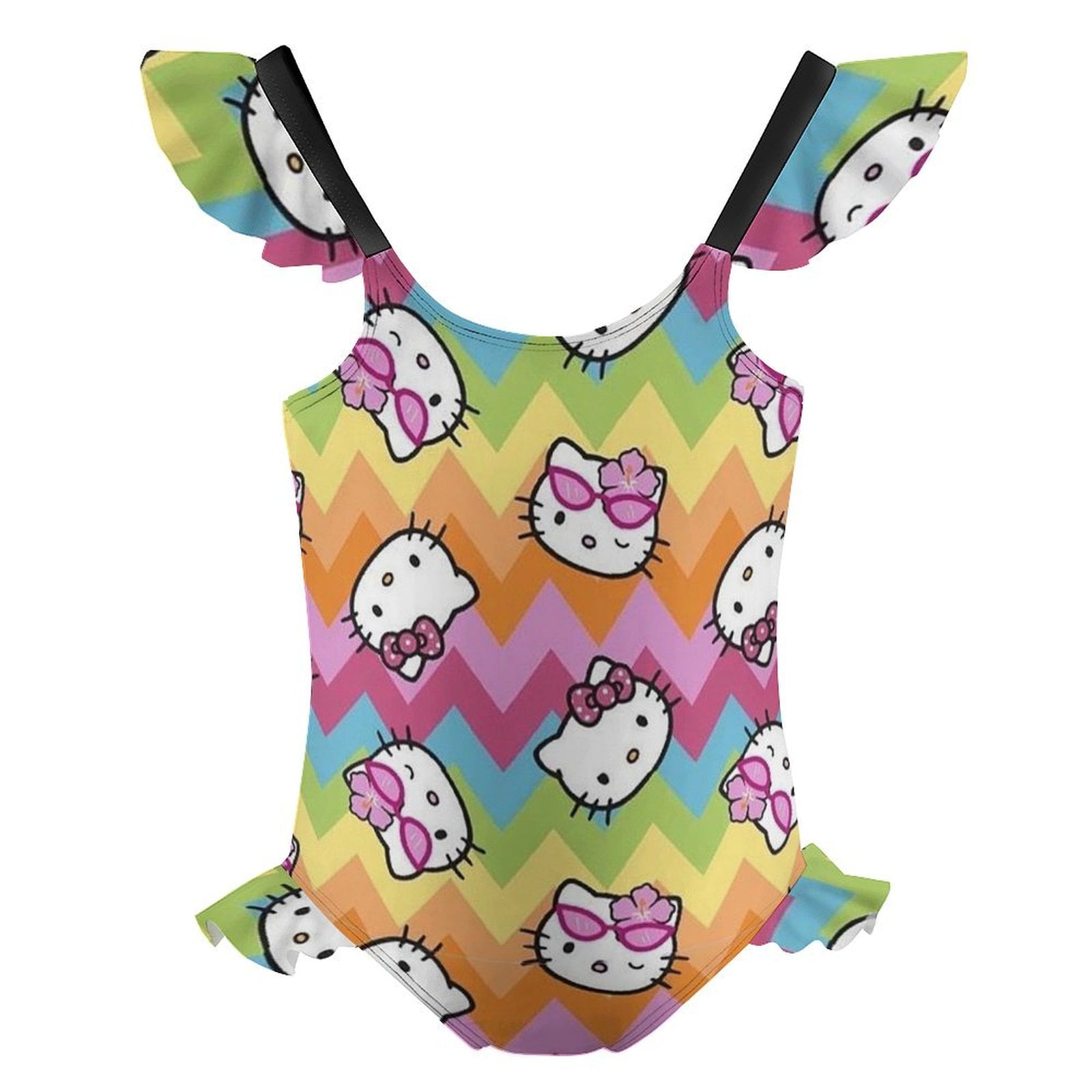 Hello Kitty swimsuit for Girl Cute Teen Girls One Piece Ruffle Trim ...