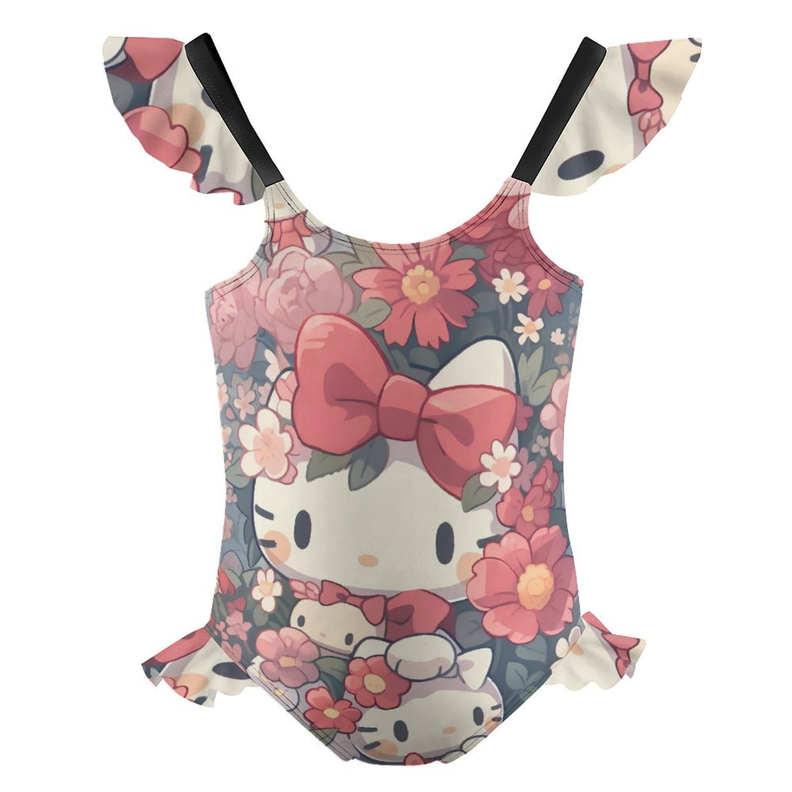 Hello Kitty swimsuit for Girl Cute Teen Girls One Piece Ruffle Trim ...
