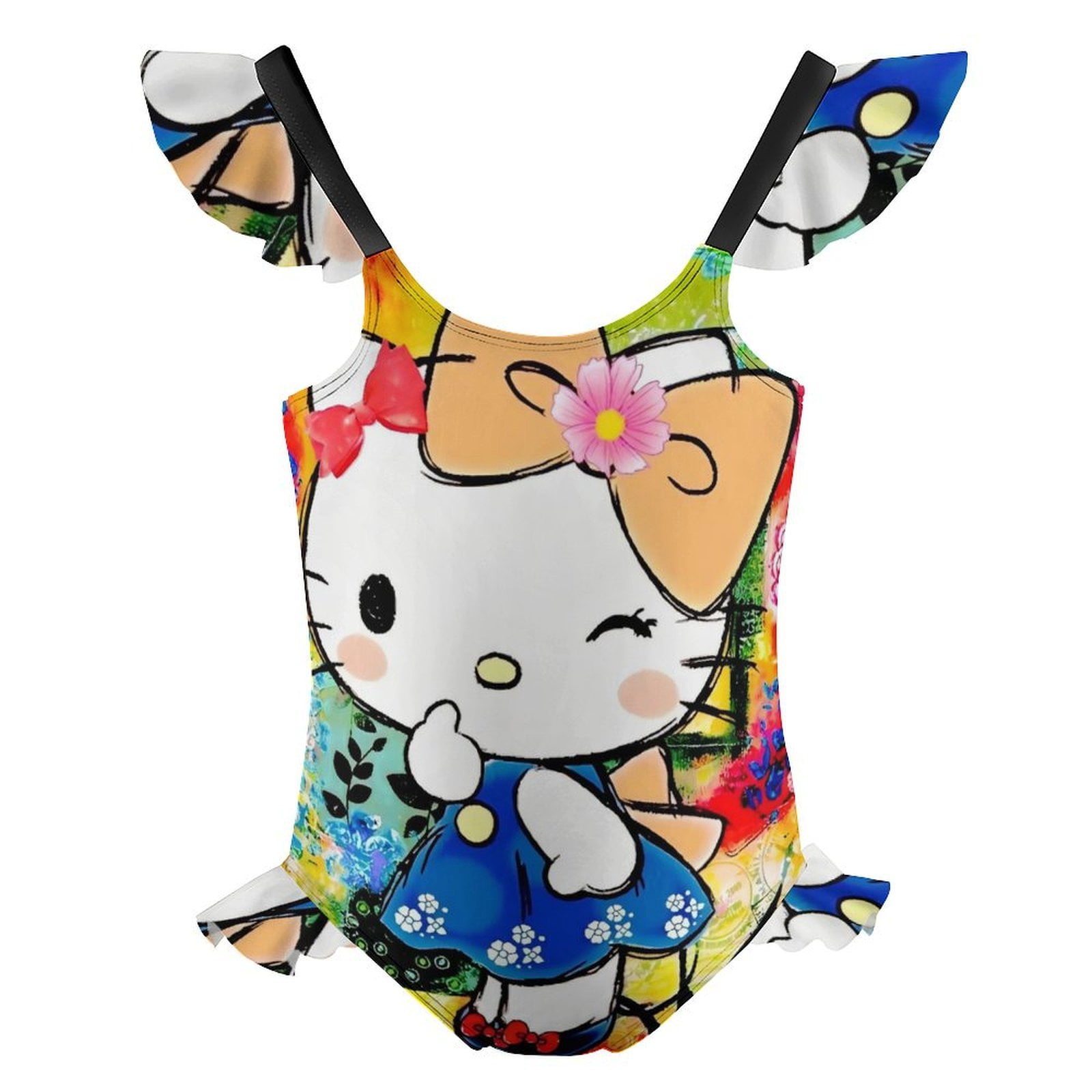 Hello Kitty swimsuit for Girl Cute Teen Girls One Piece Ruffle Trim ...