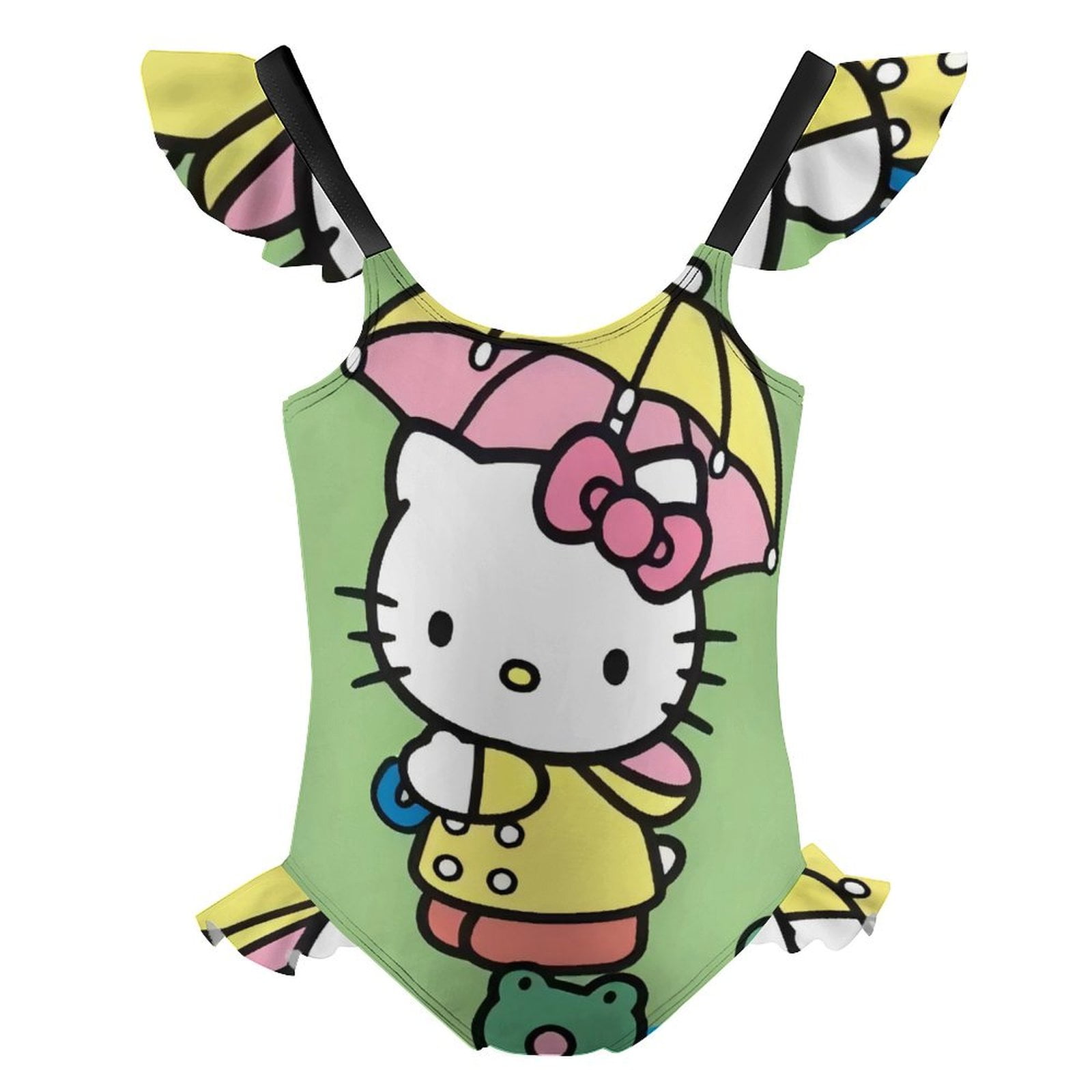 Hello Kitty swimsuit for Girl Cute Teen Girls One Piece Ruffle Trim ...