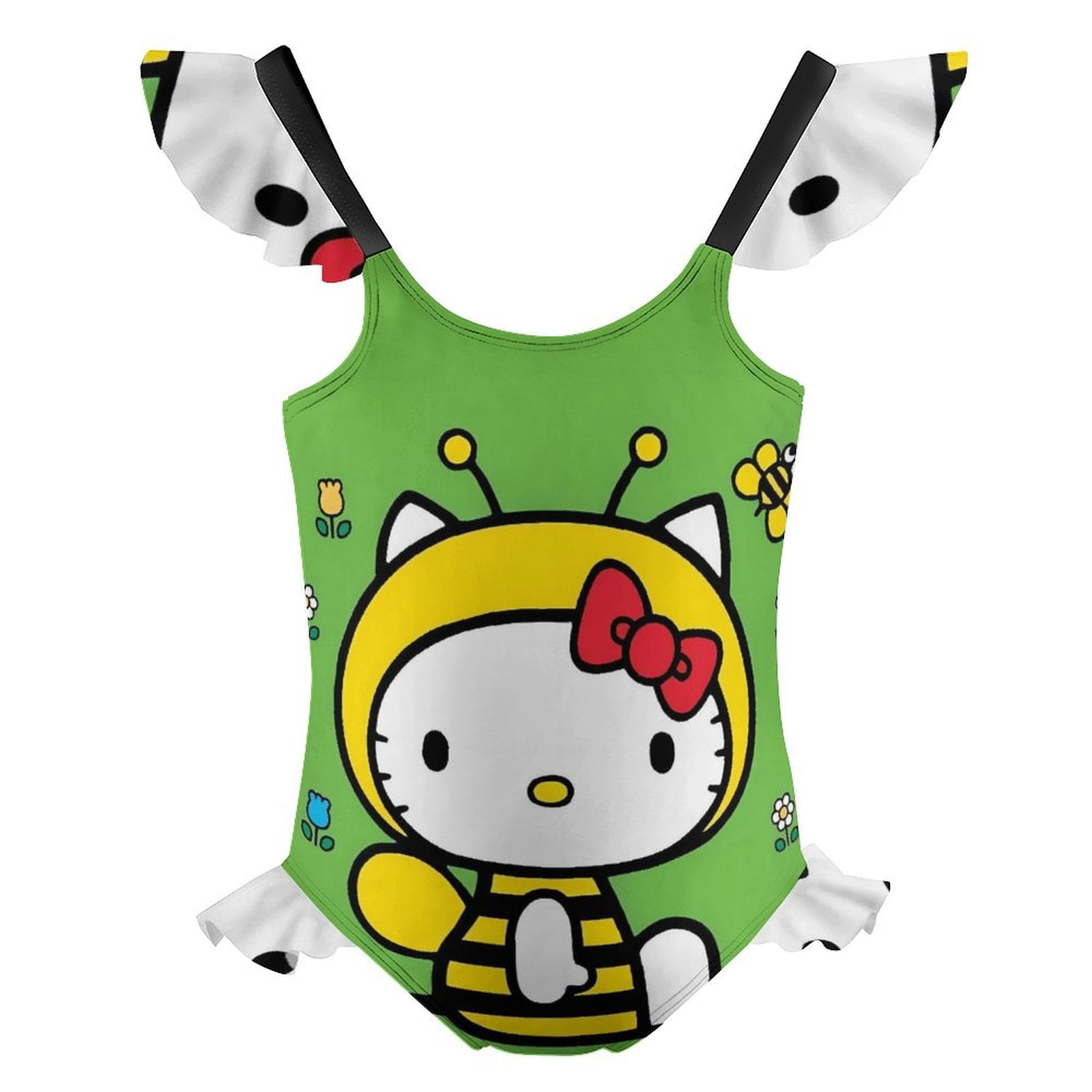 Hello Kitty swimsuit for Girl Cute Teen Girls One Piece Ruffle Trim ...