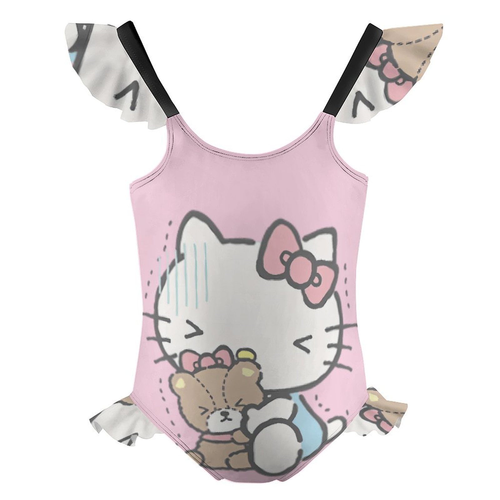 Hello Kitty swimsuit for Girl Cute Teen Girls One Piece Ruffle Trim ...