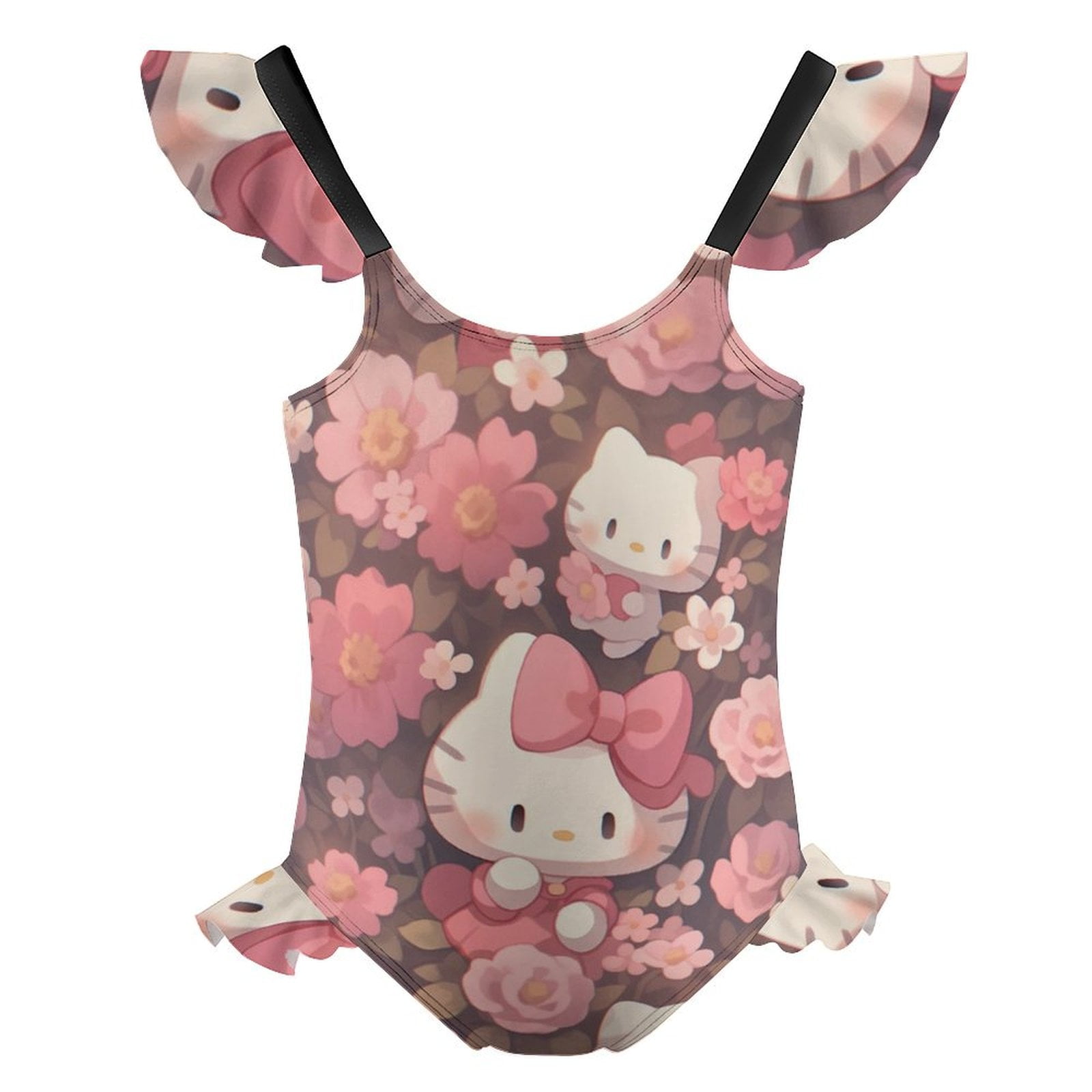 Hello Kitty swimsuit for Girl Cute Teen Girls One Piece Ruffle Trim ...