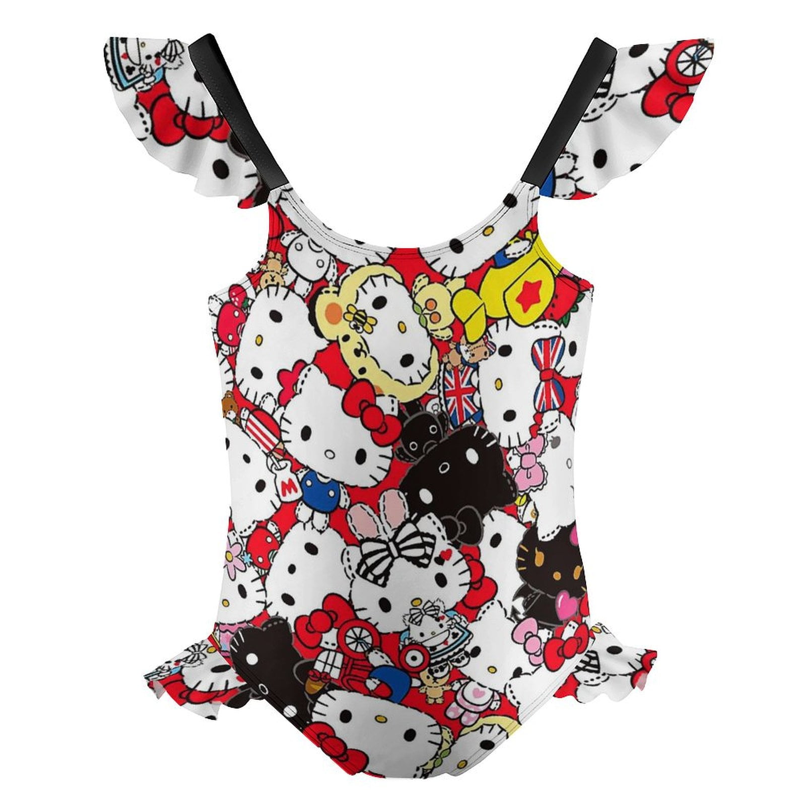 Hello Kitty swimsuit for Girl Cute Teen Girls One Piece Ruffle Trim ...