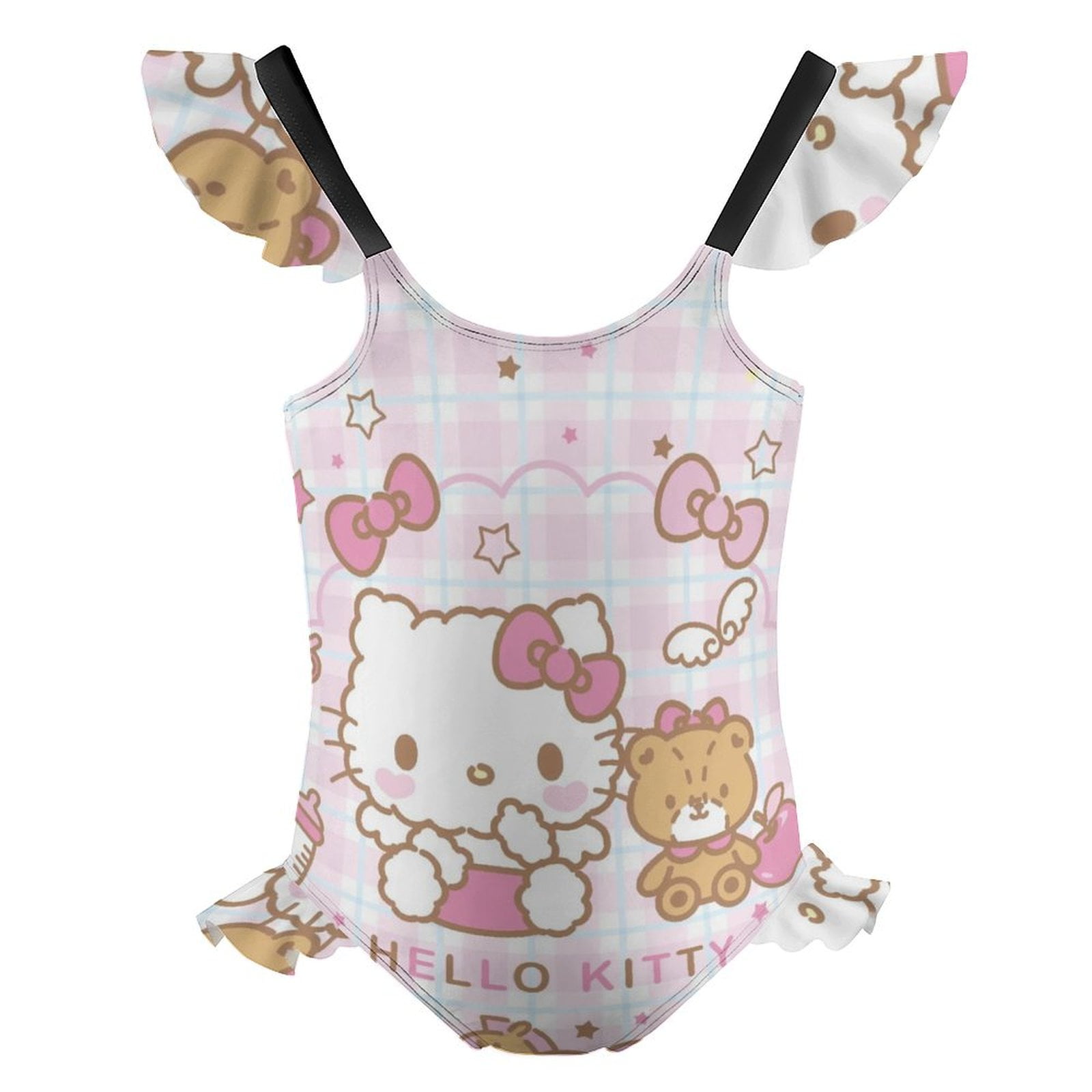 Hello Kitty swimsuit for Girl Cute Teen Girls One Piece Ruffle Trim ...