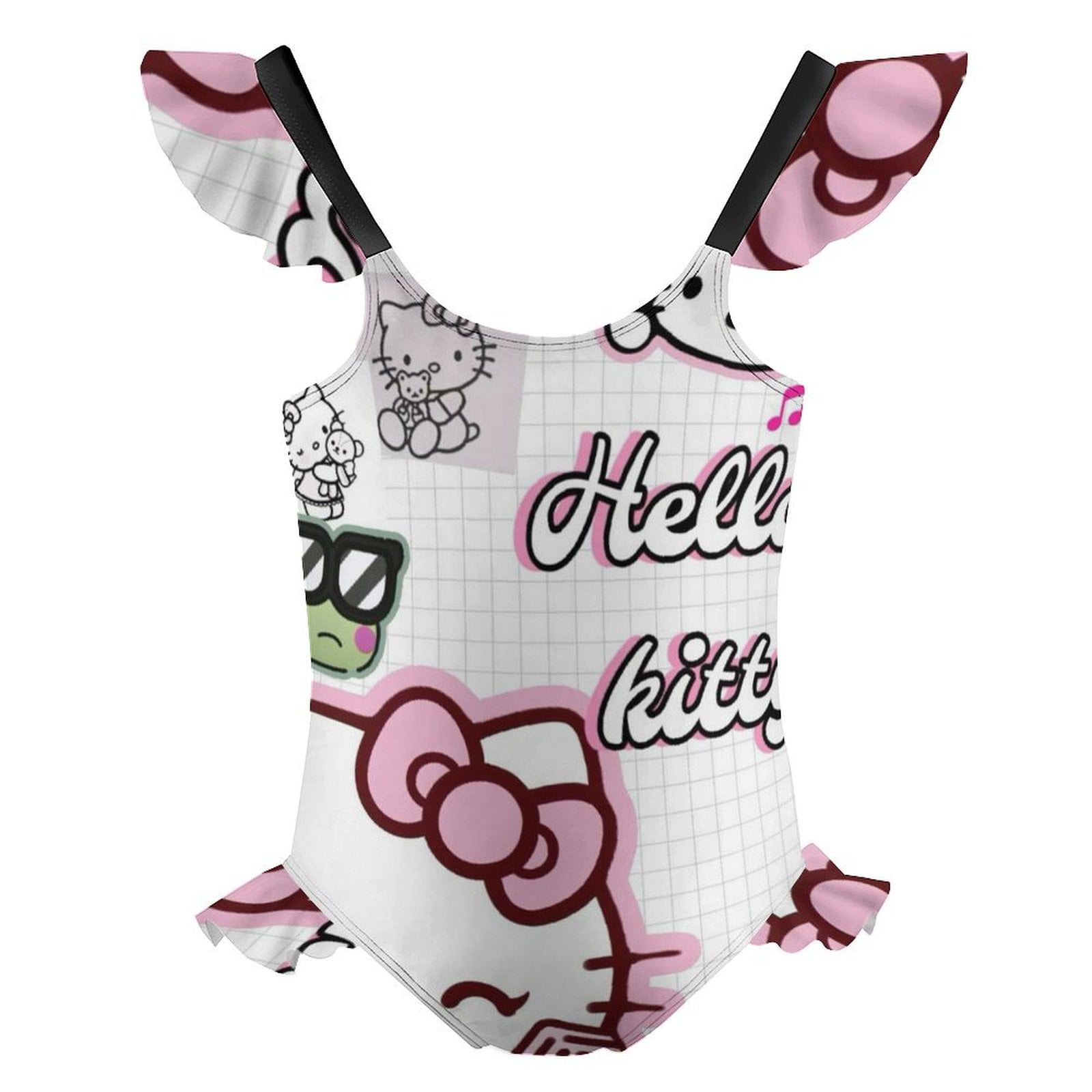 Hello Kitty swimsuit for Girl Cute Teen Girls One Piece Ruffle Trim ...