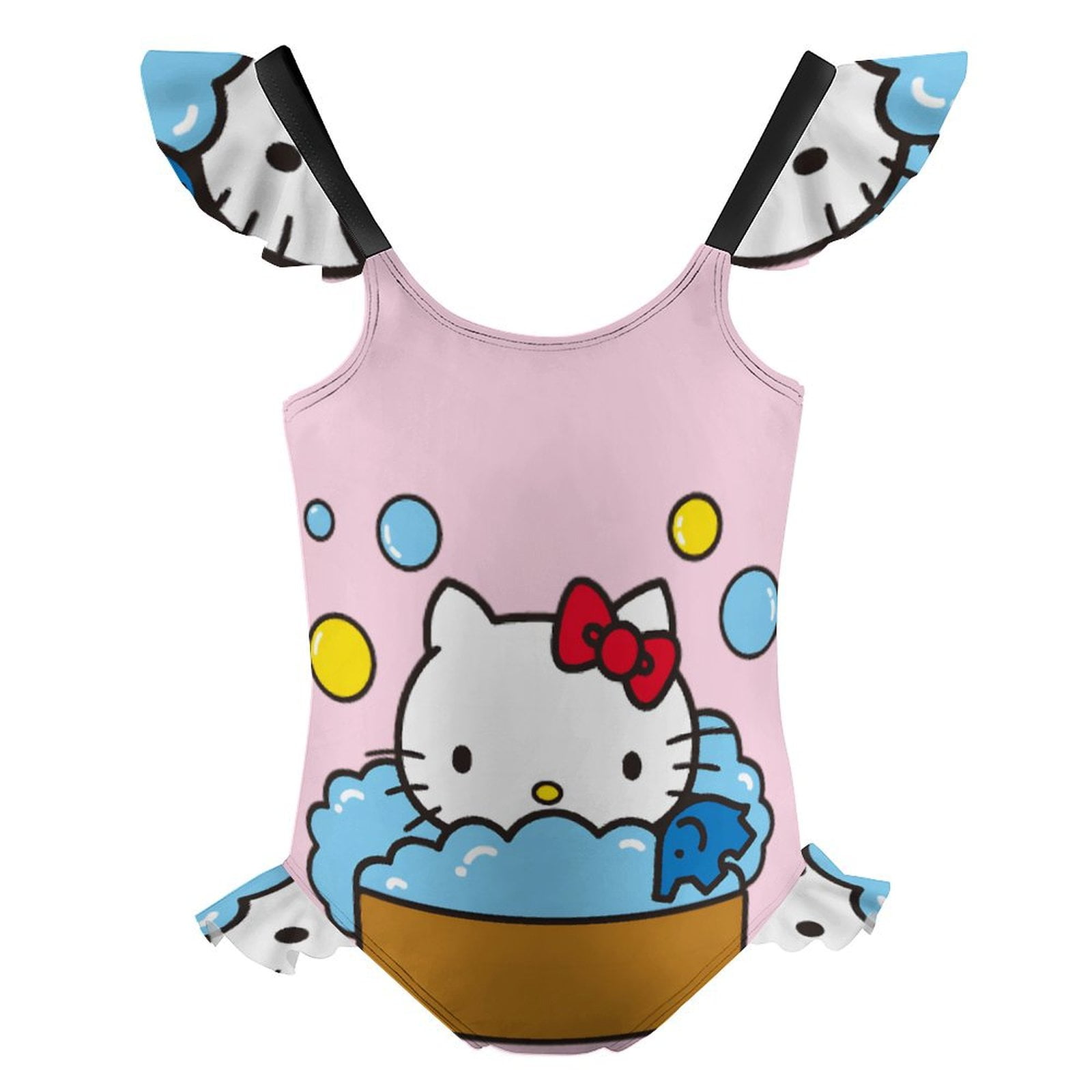 Hello Kitty swimsuit for Girl Cute Teen Girls One Piece Ruffle Trim ...