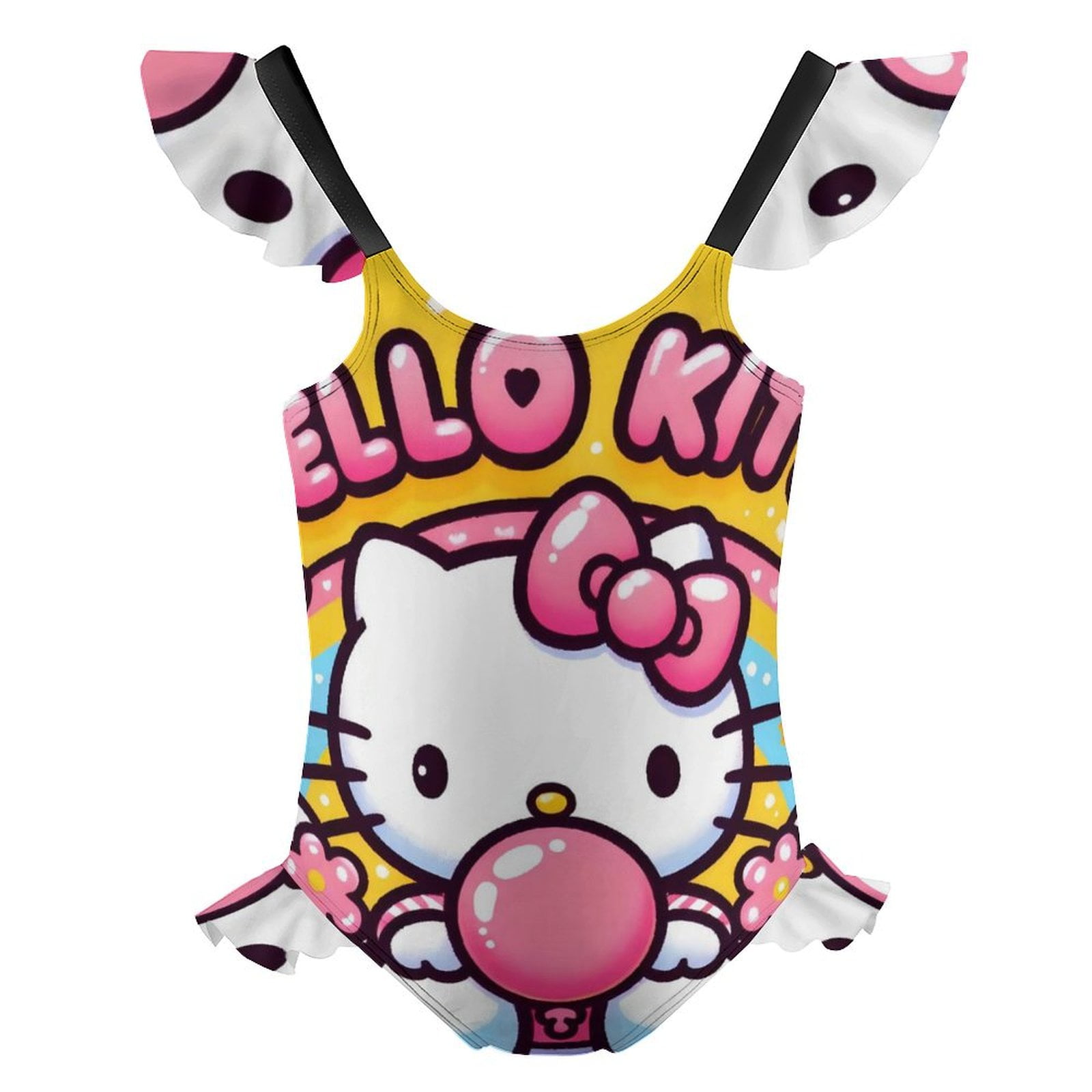 Hello Kitty swimsuit for Girl Cute Teen Girls One Piece Ruffle Trim ...