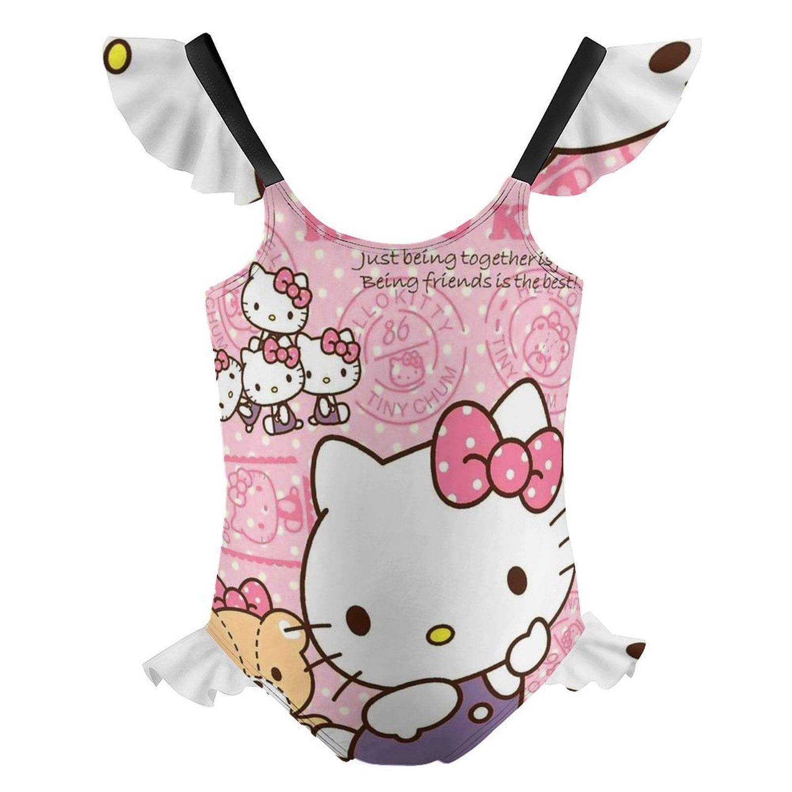 Hello Kitty swimsuit for Girl Cute Teen Girls One Piece Ruffle Trim ...