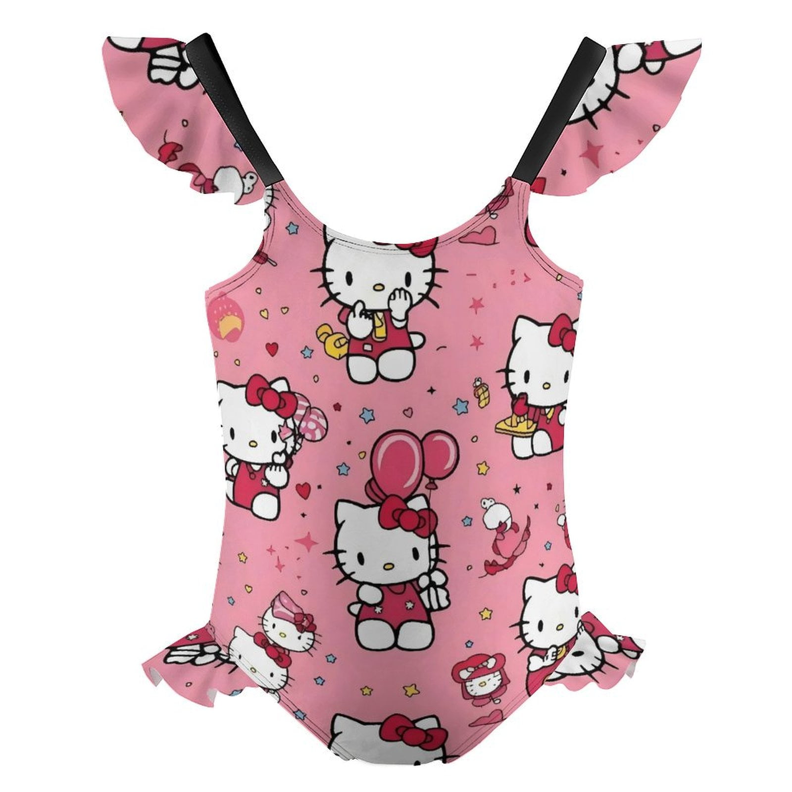 Hello Kitty swimsuit for Girl Cute Teen Girls One Piece Ruffle Trim ...