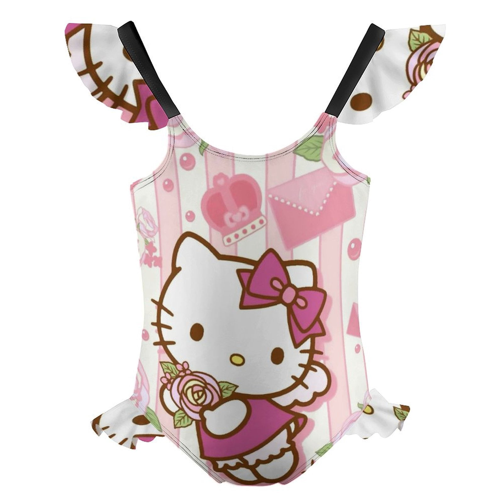 Hello Kitty swimsuit for Girl Cute Teen Girls One Piece Ruffle Trim ...