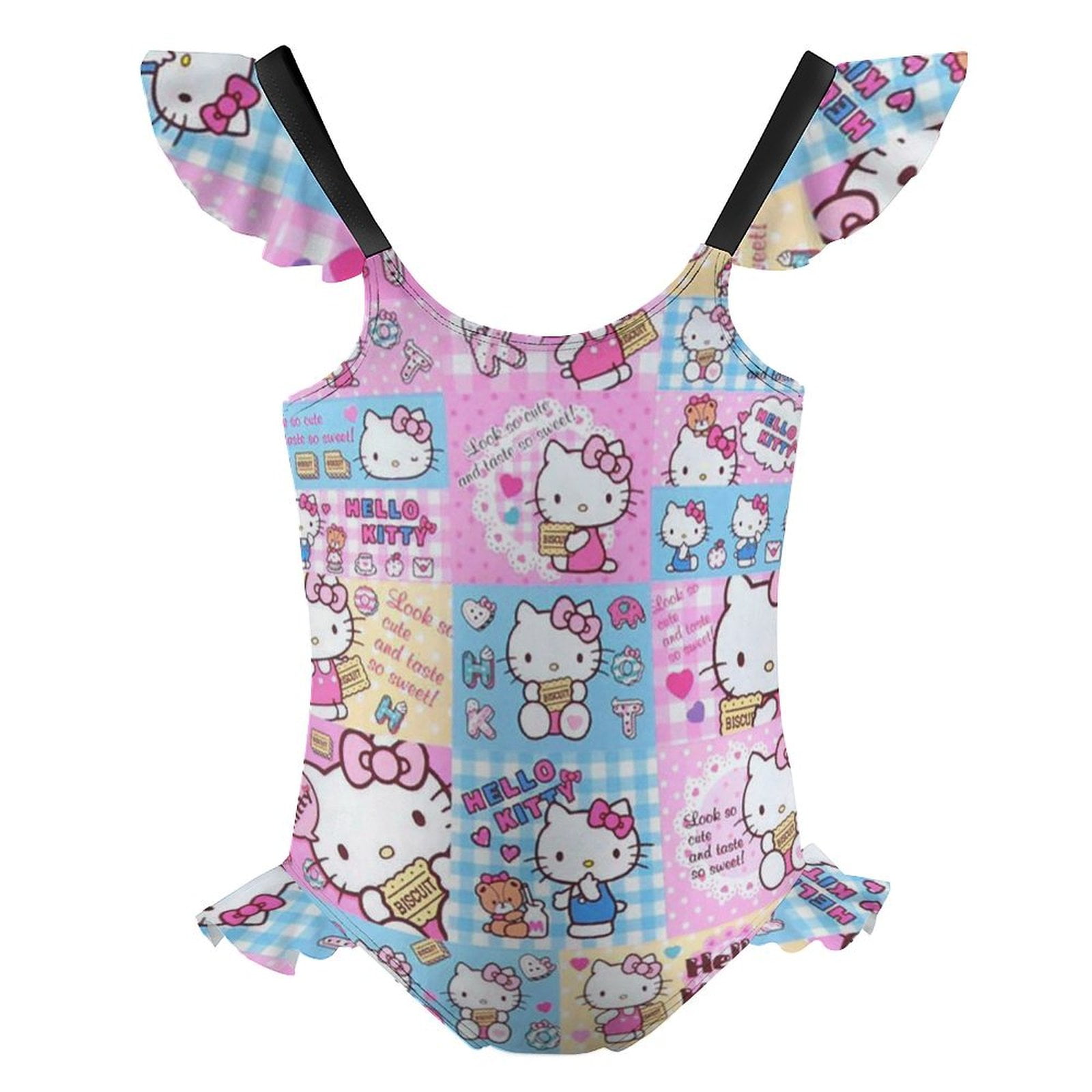 Hello Kitty swimsuit for Girl Cute Teen Girls One Piece Ruffle Trim ...