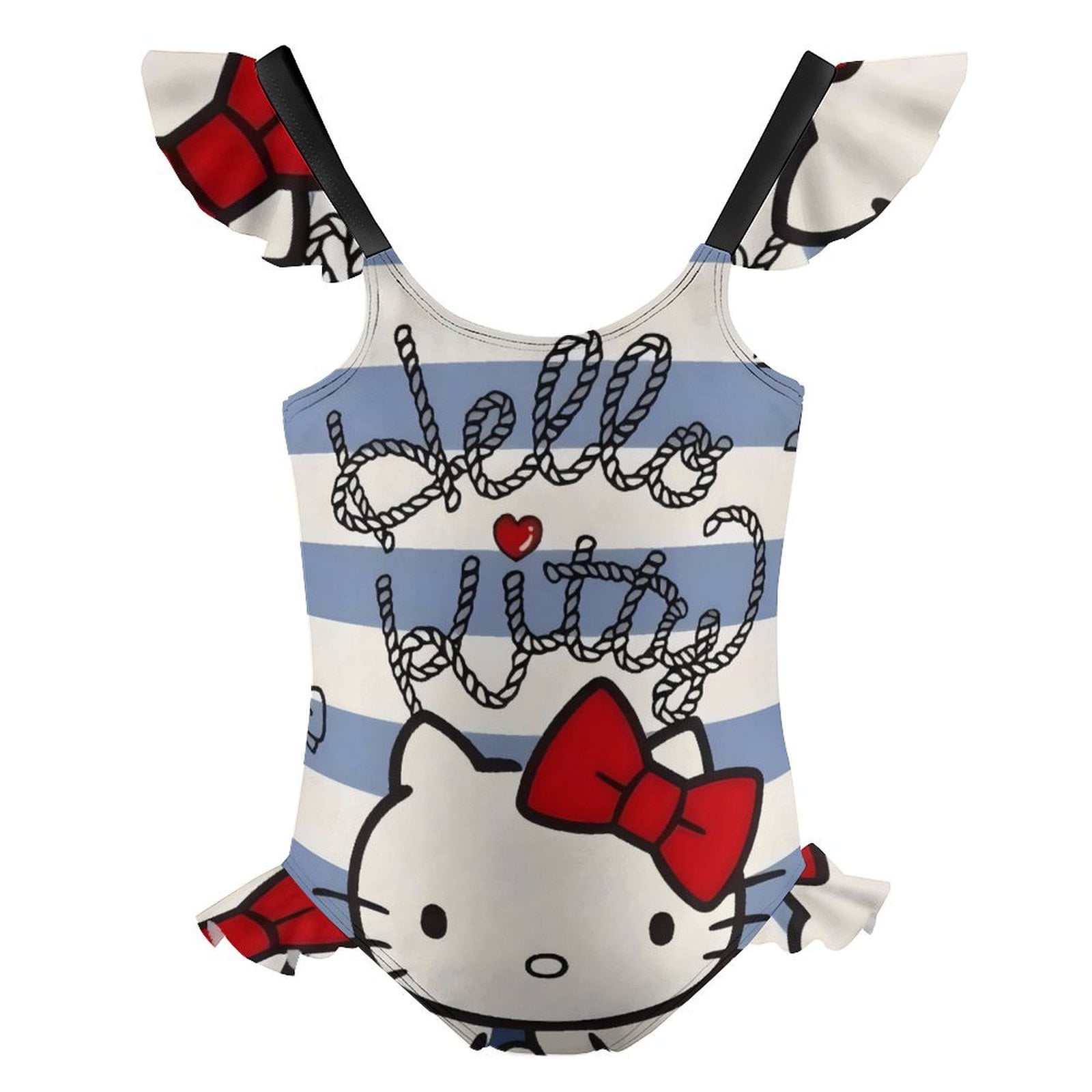 Hello Kitty swimsuit for Girl Cute Teen Girls One Piece Ruffle Trim ...