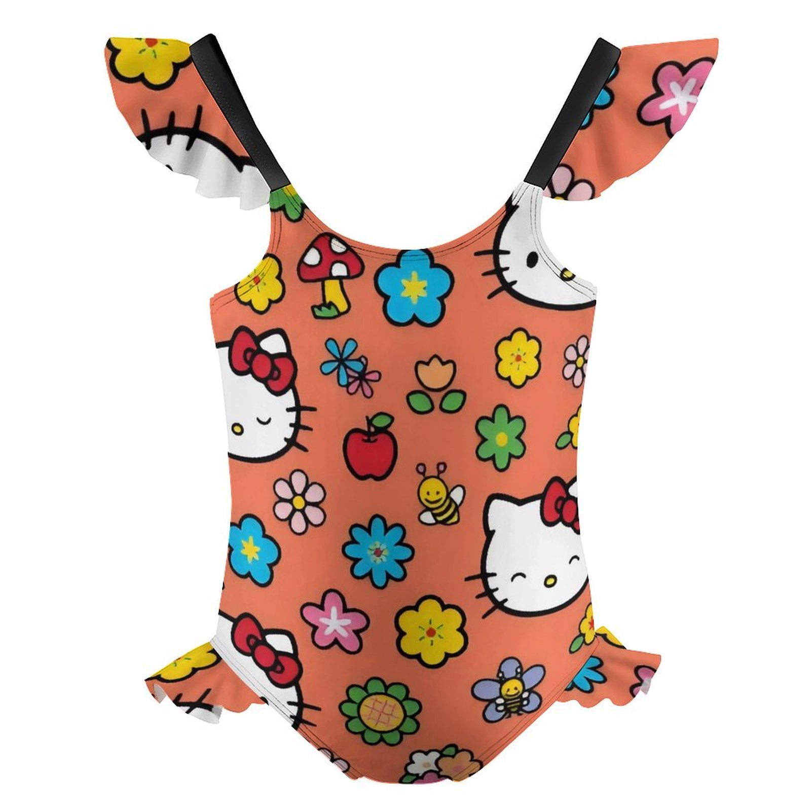 Hello Kitty swimsuit for Girl Cute Teen Girls One Piece Ruffle Trim ...