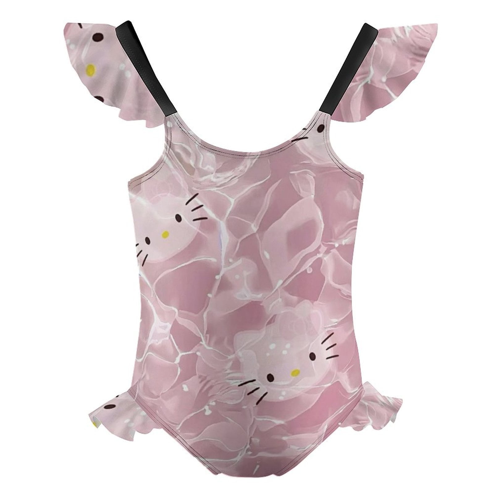 Hello Kitty swimsuit for Girl Cute Teen Girls One Piece Ruffle Trim ...