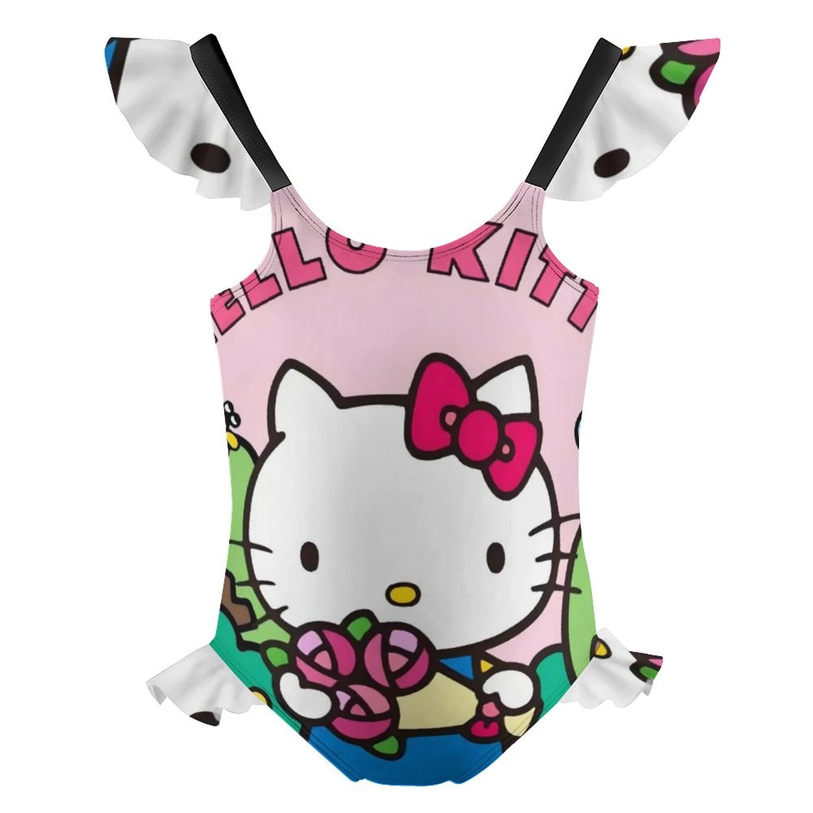 Hello Kitty swimsuit for Girl Cute Teen Girls One Piece Ruffle Trim ...