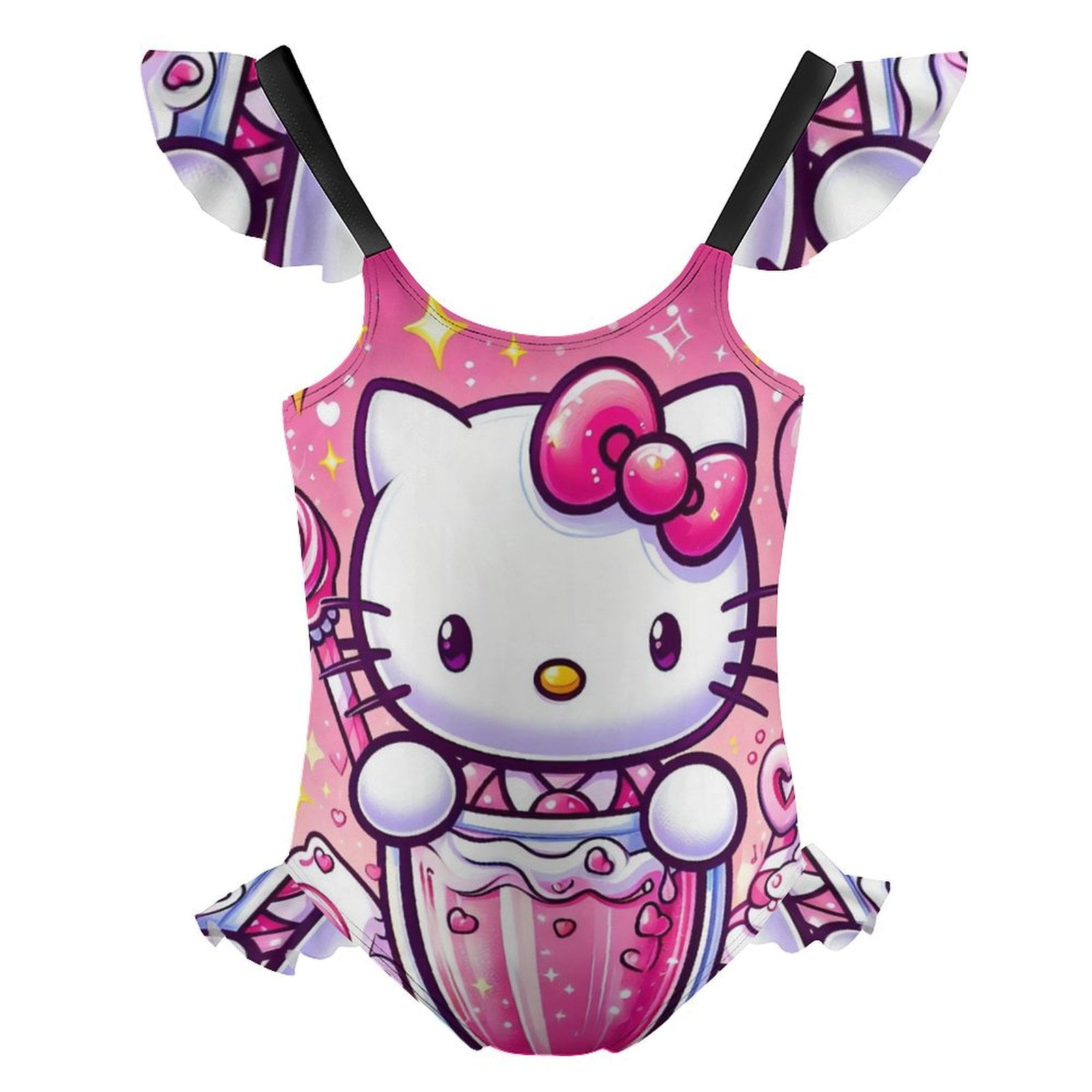 Hello Kitty swimsuit for Girl Cute Teen Girls One Piece Ruffle Trim ...