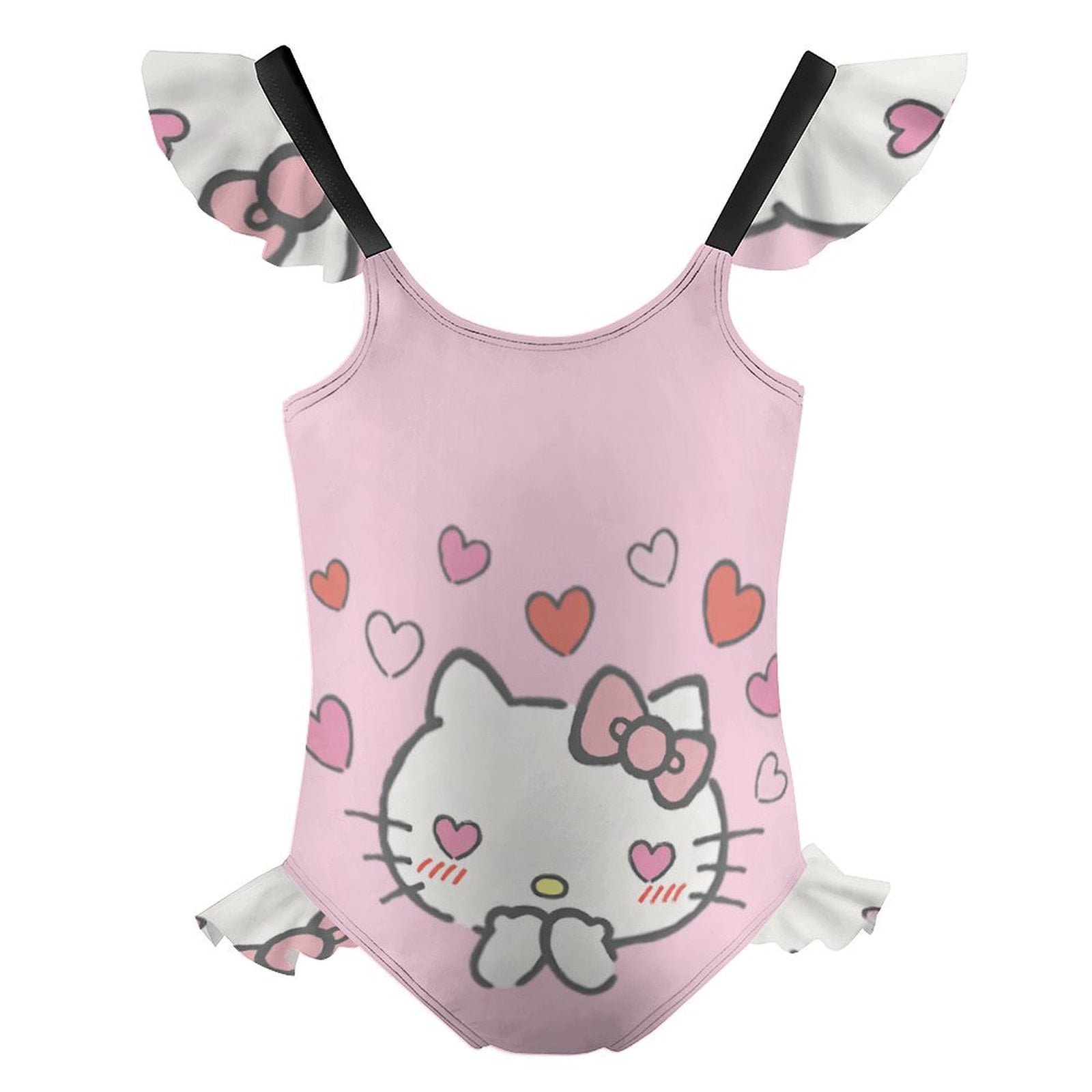 Hello Kitty swimsuit for Girl Cute Teen Girls One Piece Ruffle Trim ...