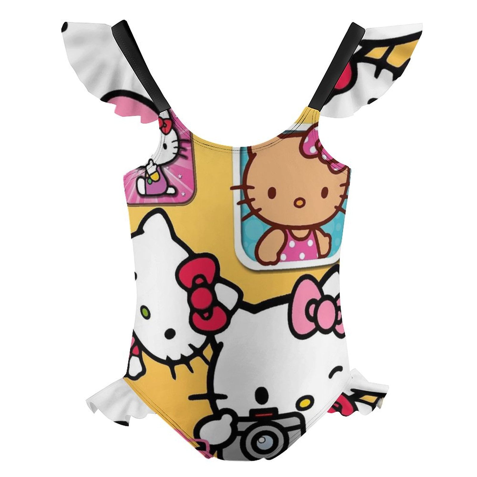 Hello Kitty swimsuit for Girl Cute Teen Girls One Piece Ruffle Trim ...