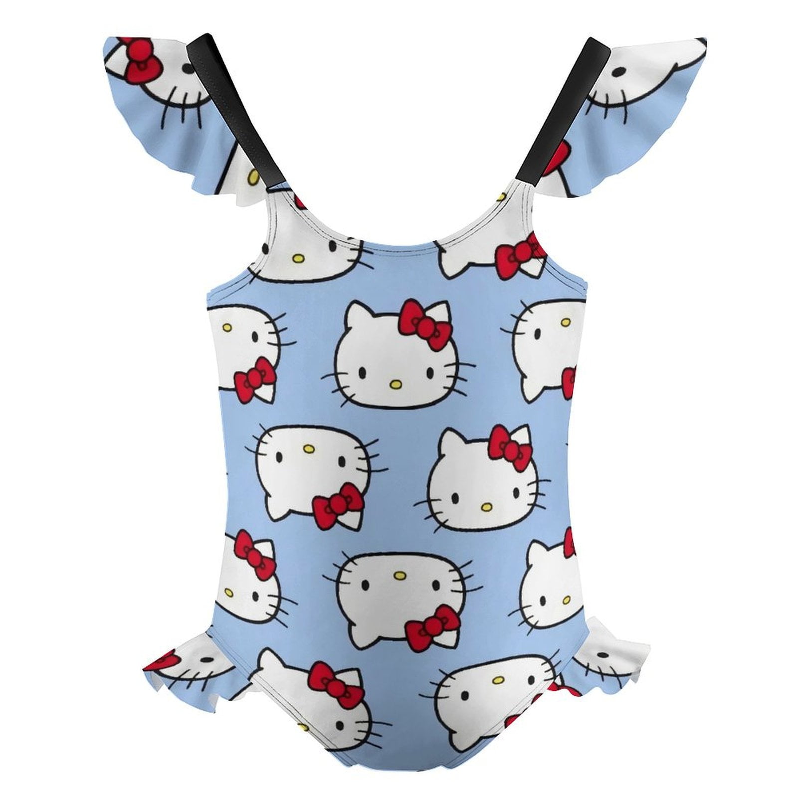 Hello Kitty swimsuit for Girl Cute Teen Girls One Piece Ruffle Trim ...