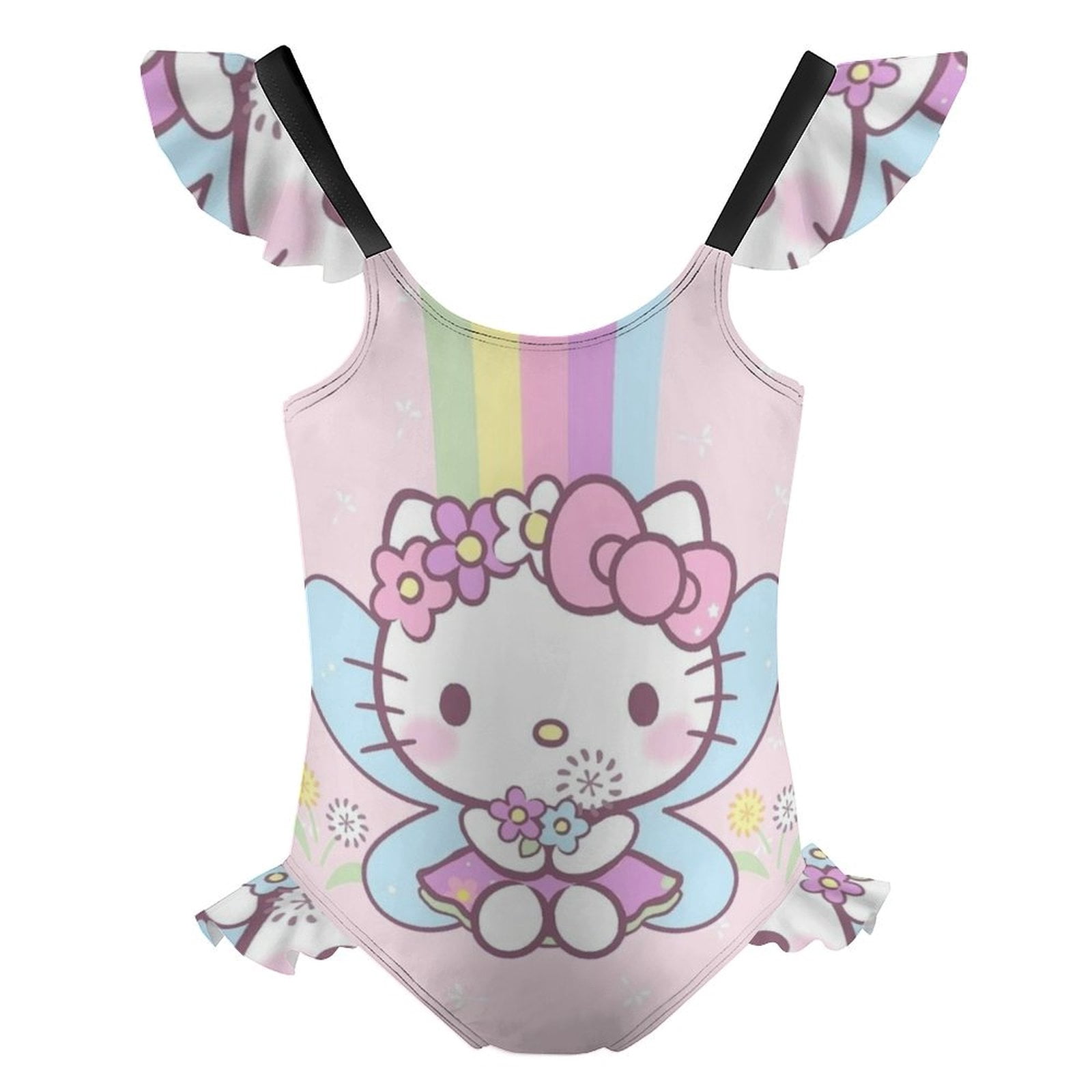Hello Kitty swimsuit for Girl Cute Teen Girls One Piece Ruffle Trim ...