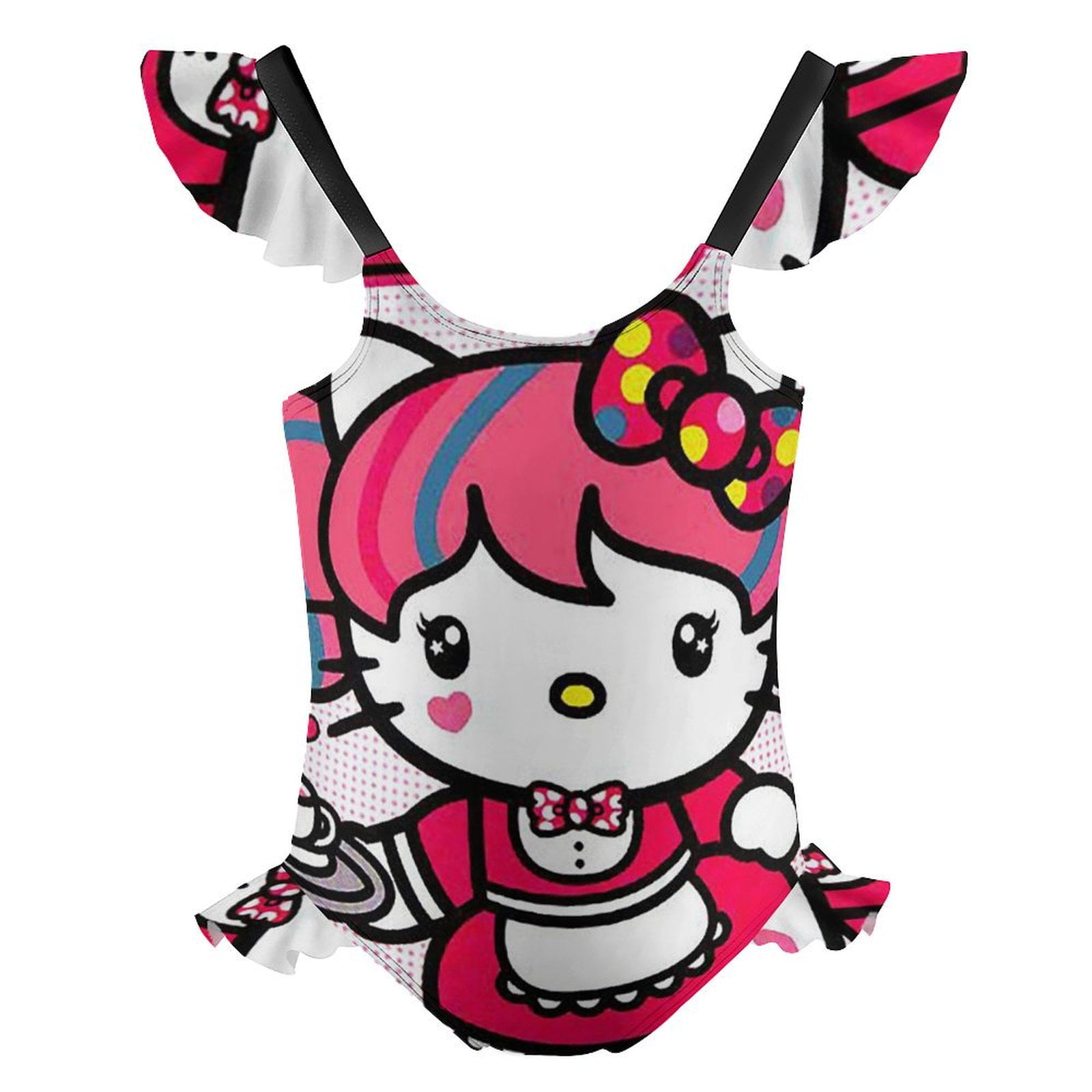 Hello Kitty swimsuit for Girl Cute Teen Girls One Piece Ruffle Trim ...