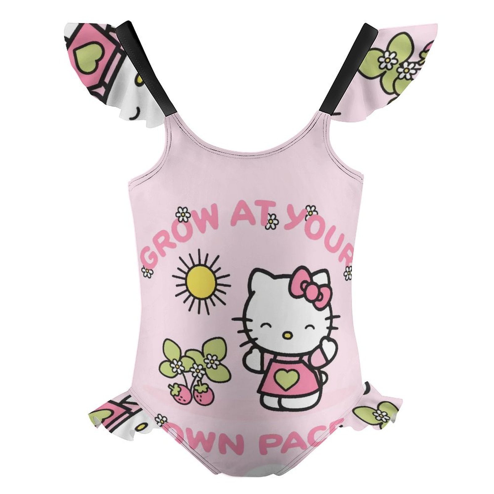 Hello Kitty swimsuit for Girl Cute Teen Girls One Piece Ruffle Trim ...