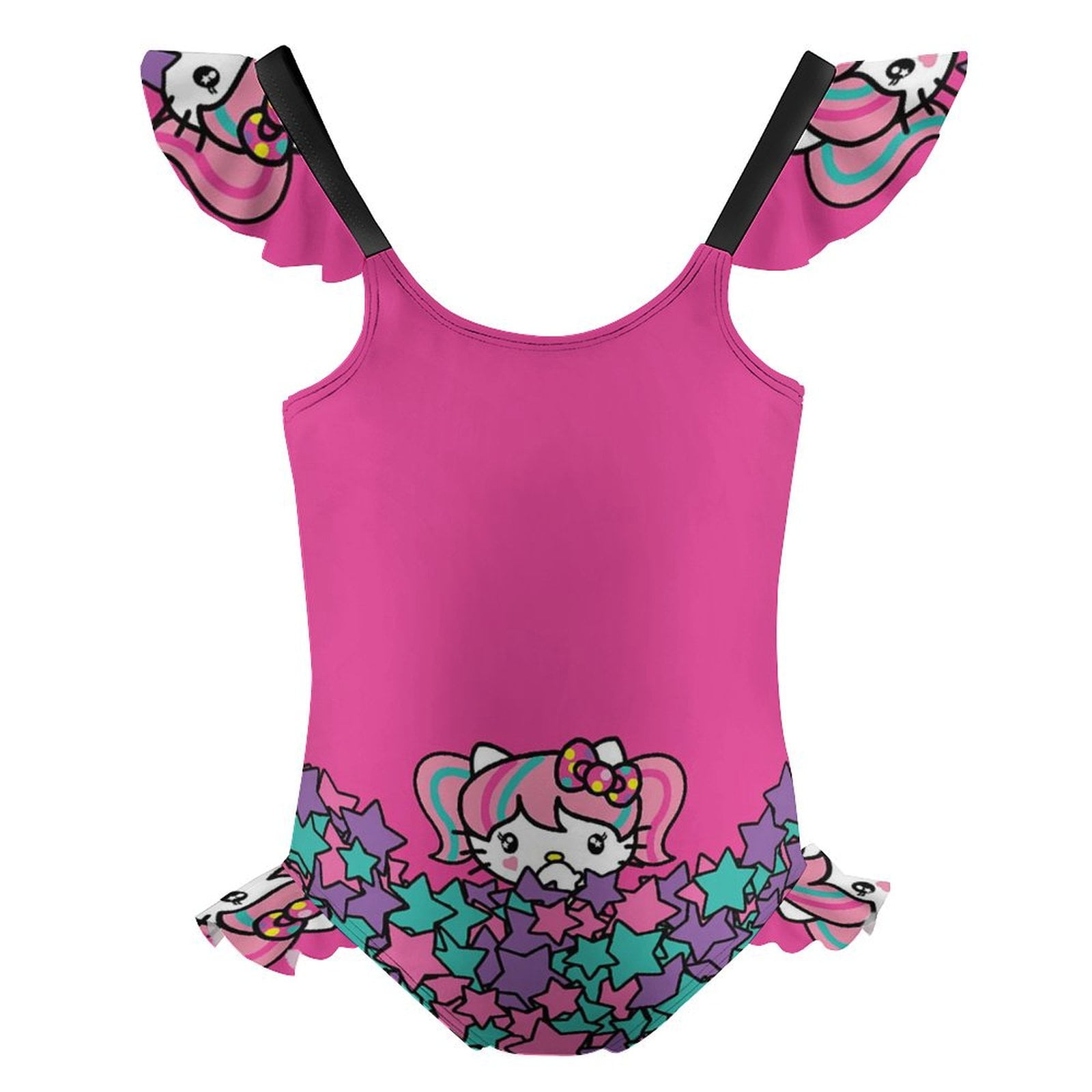 Hello Kitty swimsuit for Girl Cute Teen Girls One Piece Ruffle Trim ...
