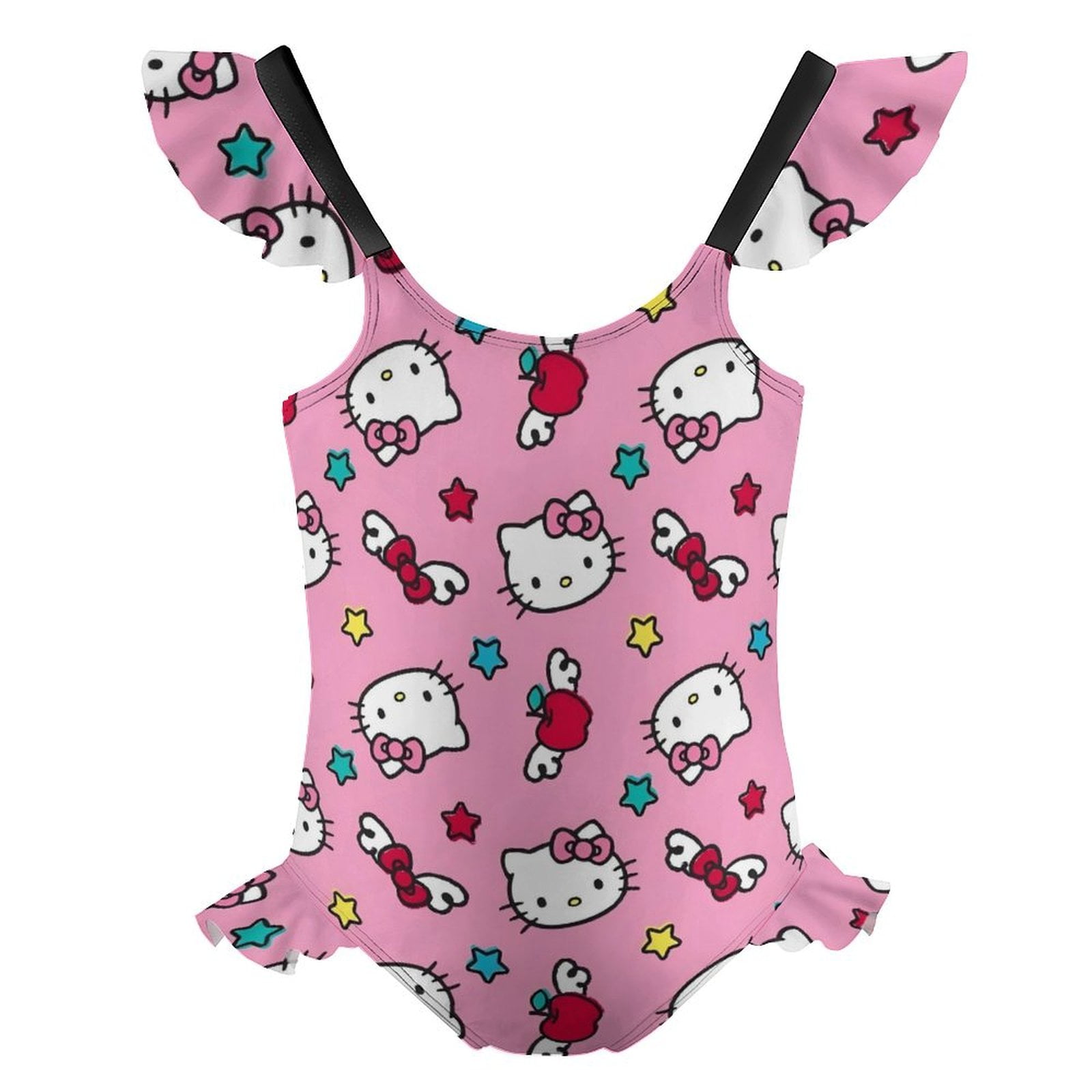 Hello Kitty swimsuit for Girl Cute Teen Girls One Piece Ruffle Trim ...