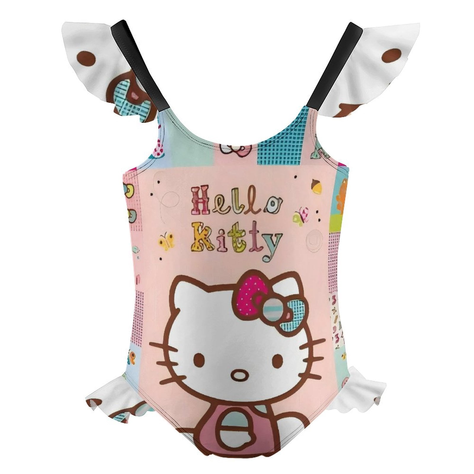 Hello Kitty swimsuit for Girl Cute Teen Girls One Piece Ruffle Trim ...